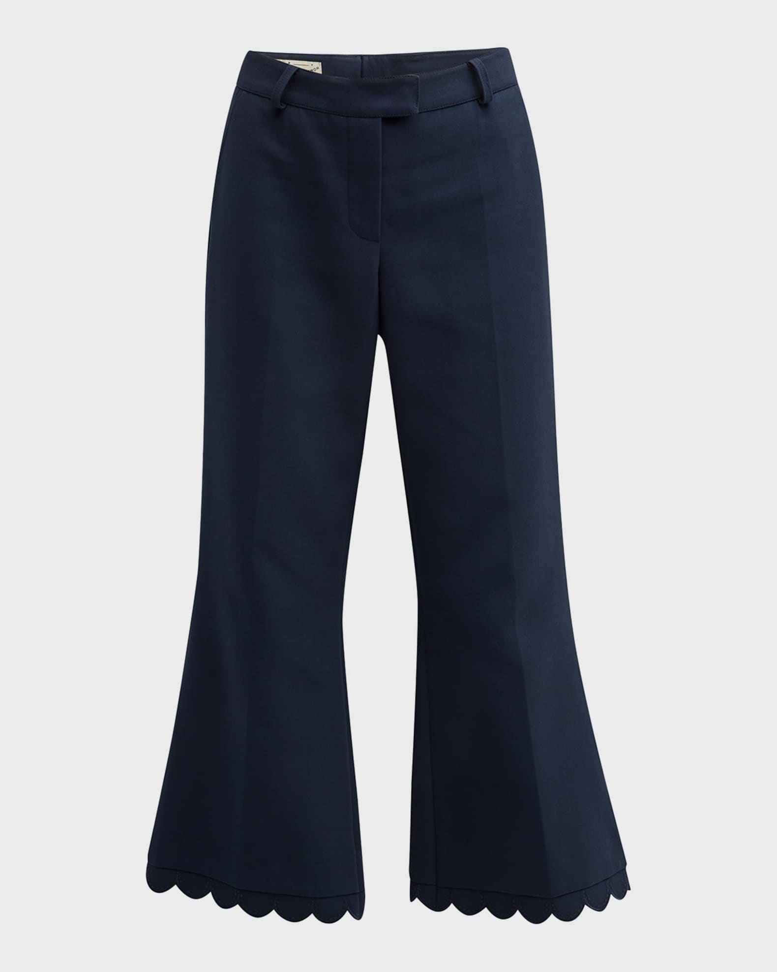 Maison Common Flared Wide-Leg Trousers with Scallop Trim | Neiman Marcus