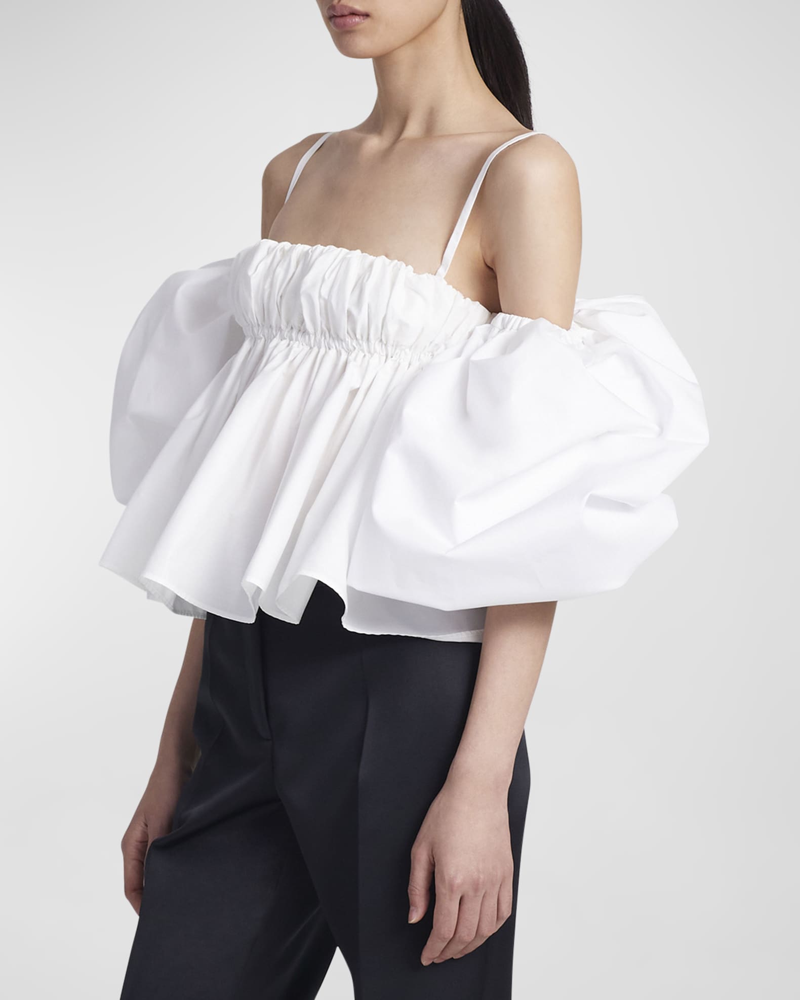 Altuzarra Momoko Puff-Bolero Ruched Peplum Top | Neiman Marcus