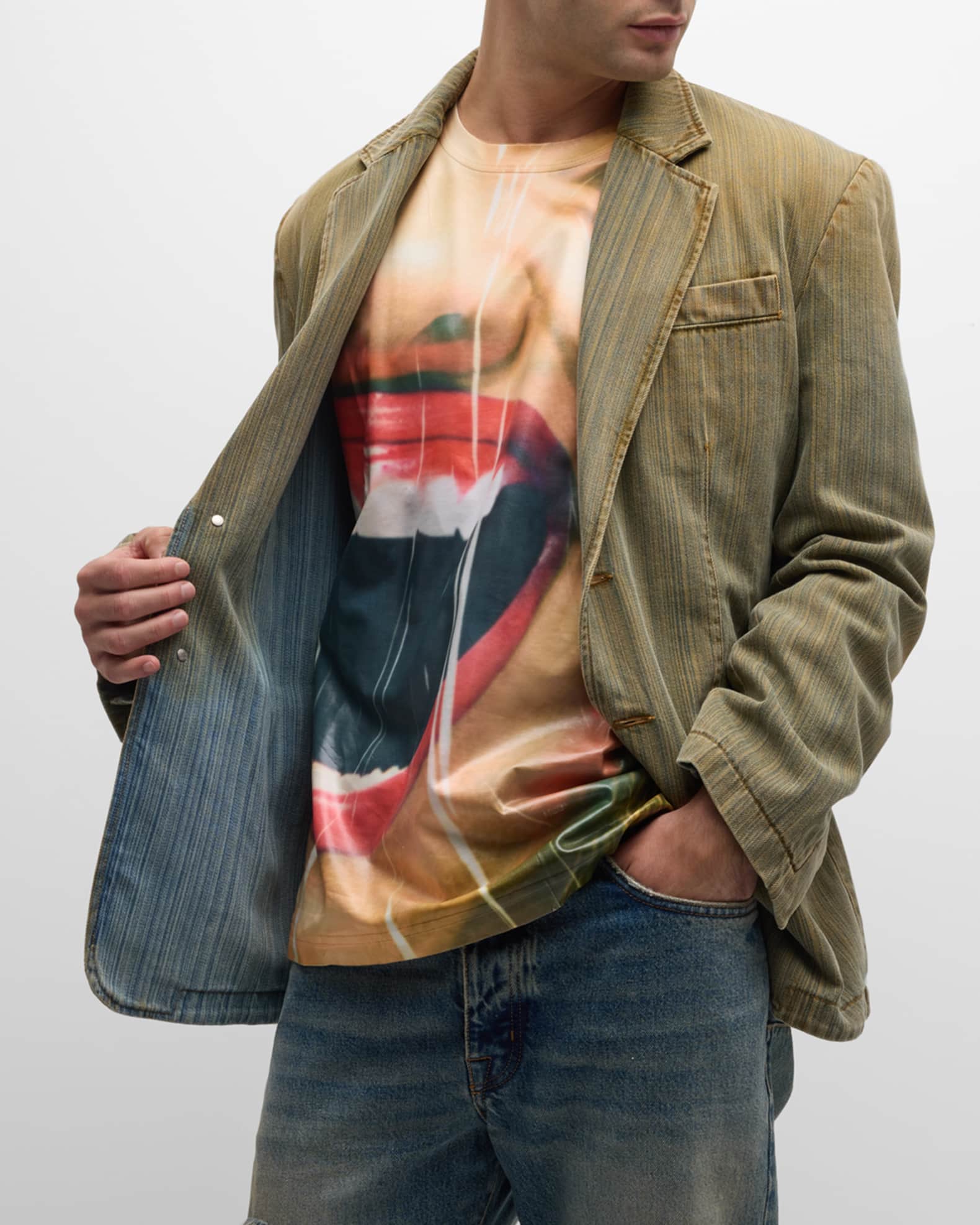 Diesel Men's Heat-Sealed Denim Jacket | Neiman Marcus