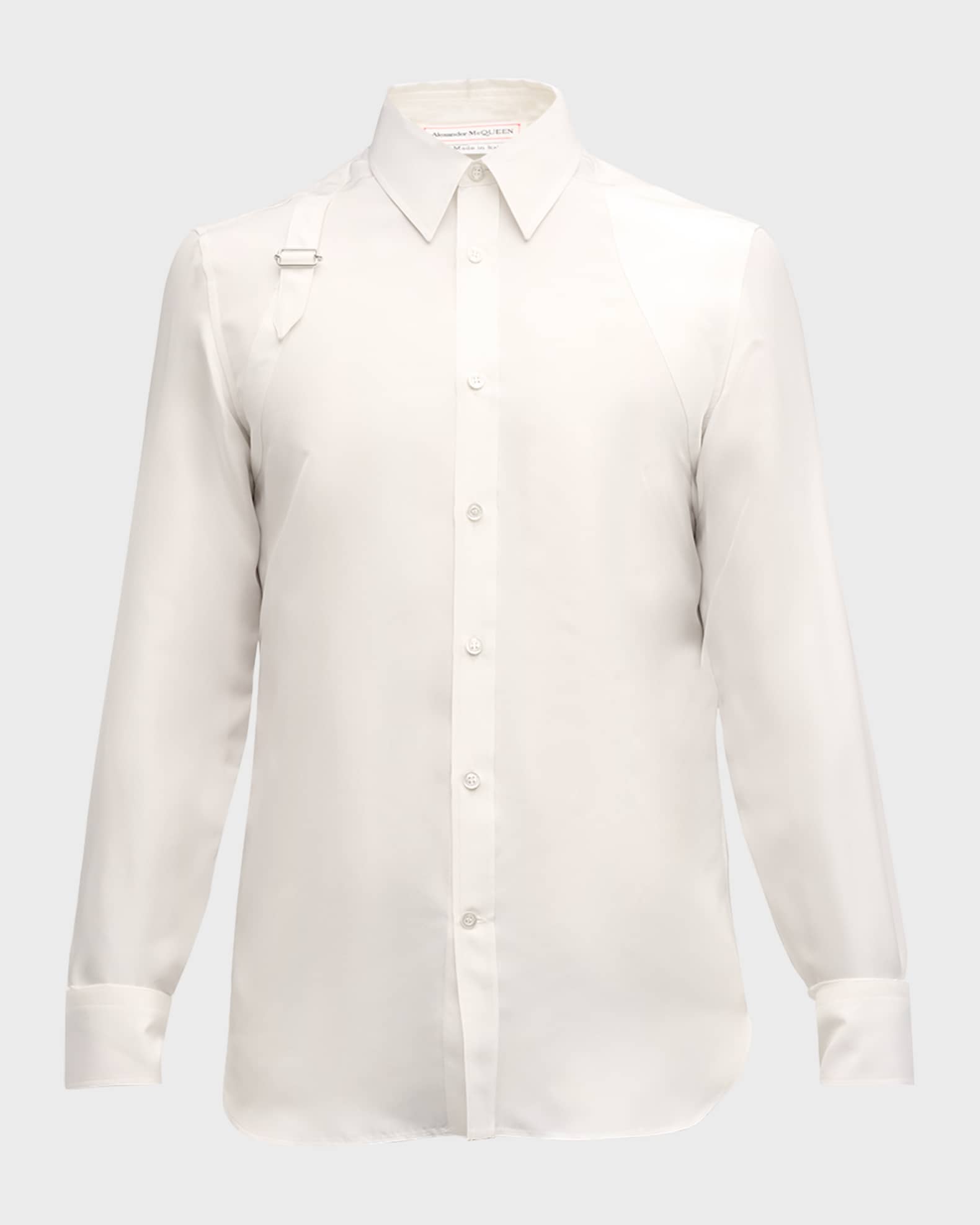 Alexander McQueen Men's Silk Satin Harness Dress Shirt | Neiman Marcus