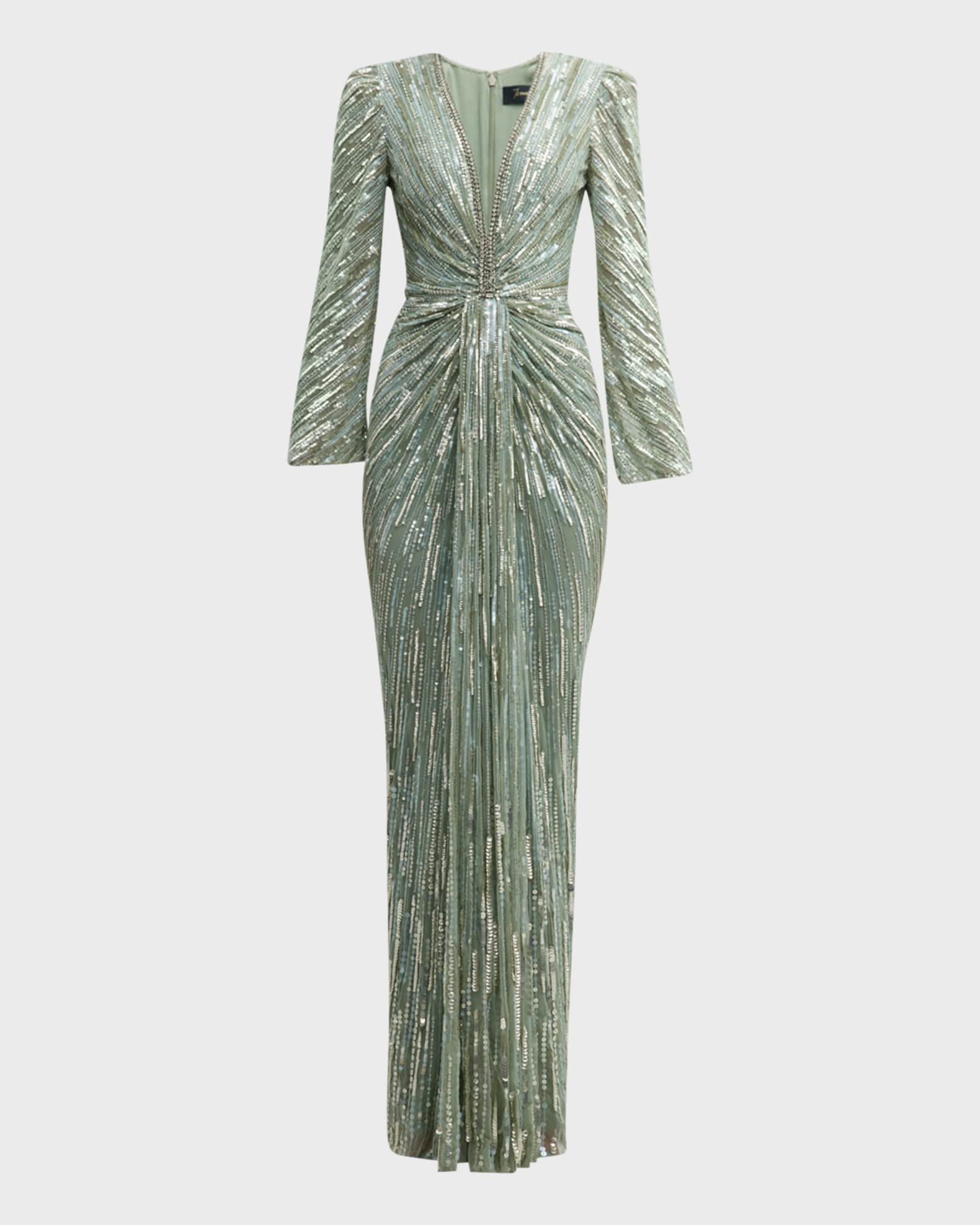 Jenny Packham Darcy Embellished Gown with Gathered Front | Neiman Marcus
