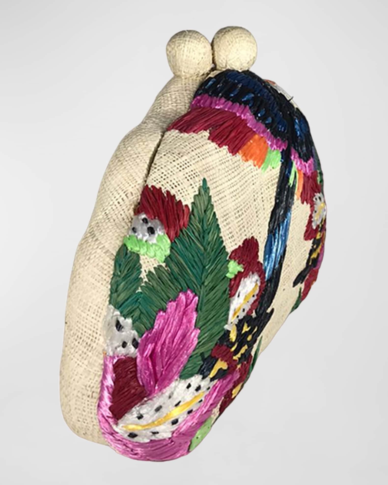 Serpui Maya Bird Straw Clutch Bag | Neiman Marcus