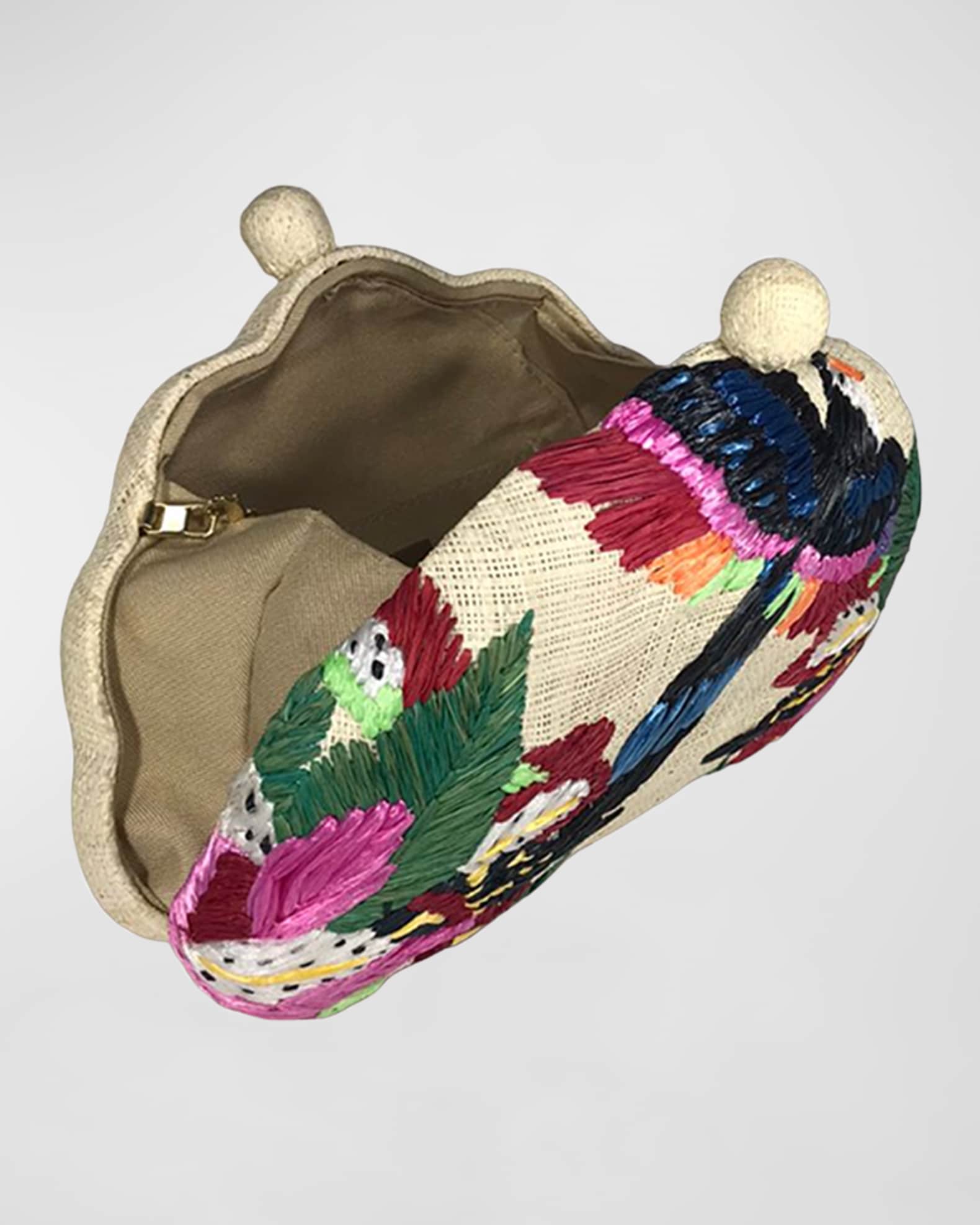 Serpui Maya Bird Straw Clutch Bag | Neiman Marcus