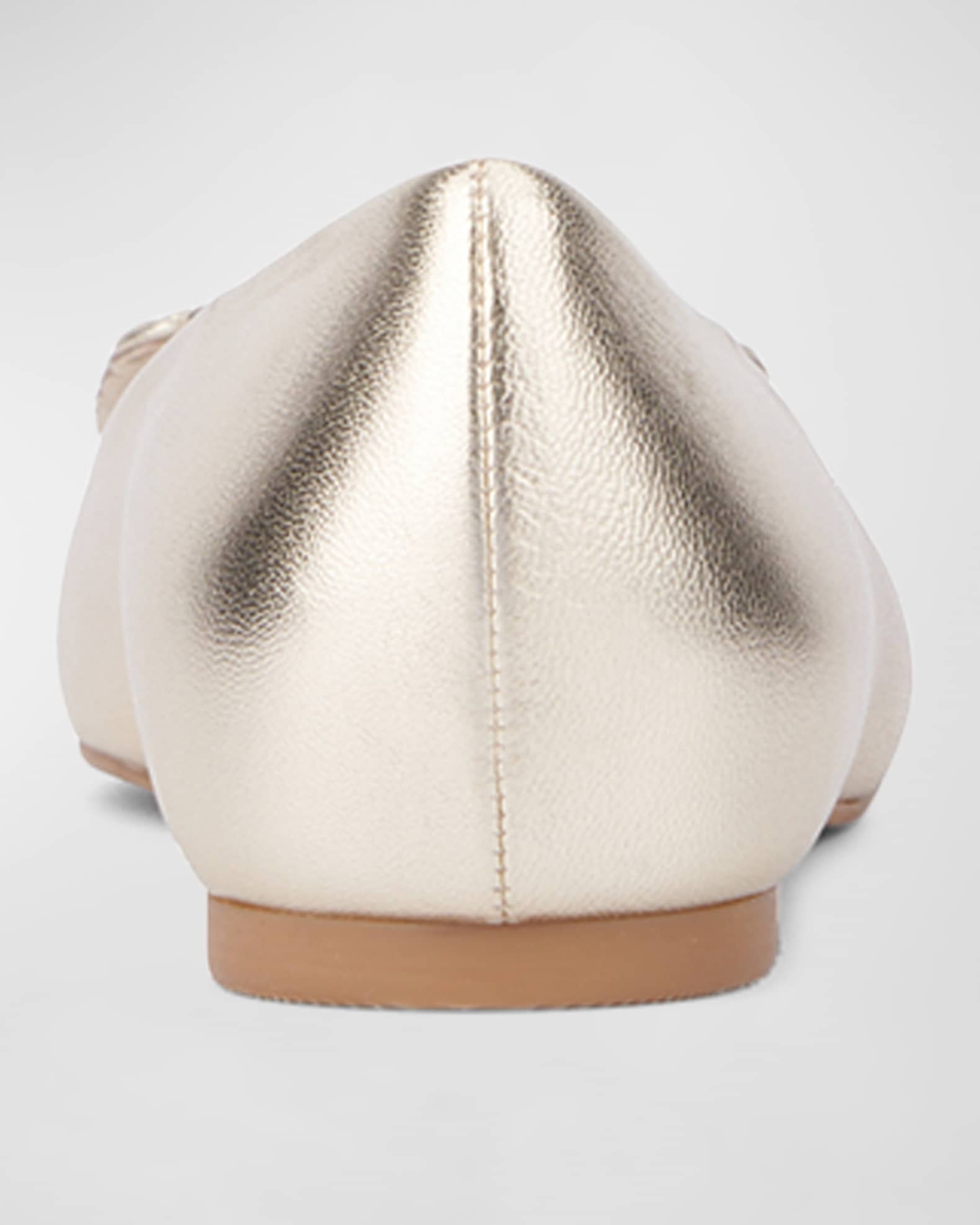 Aquatalia Jena Pointed Metallic Leather Ballerina Flats | Neiman Marcus