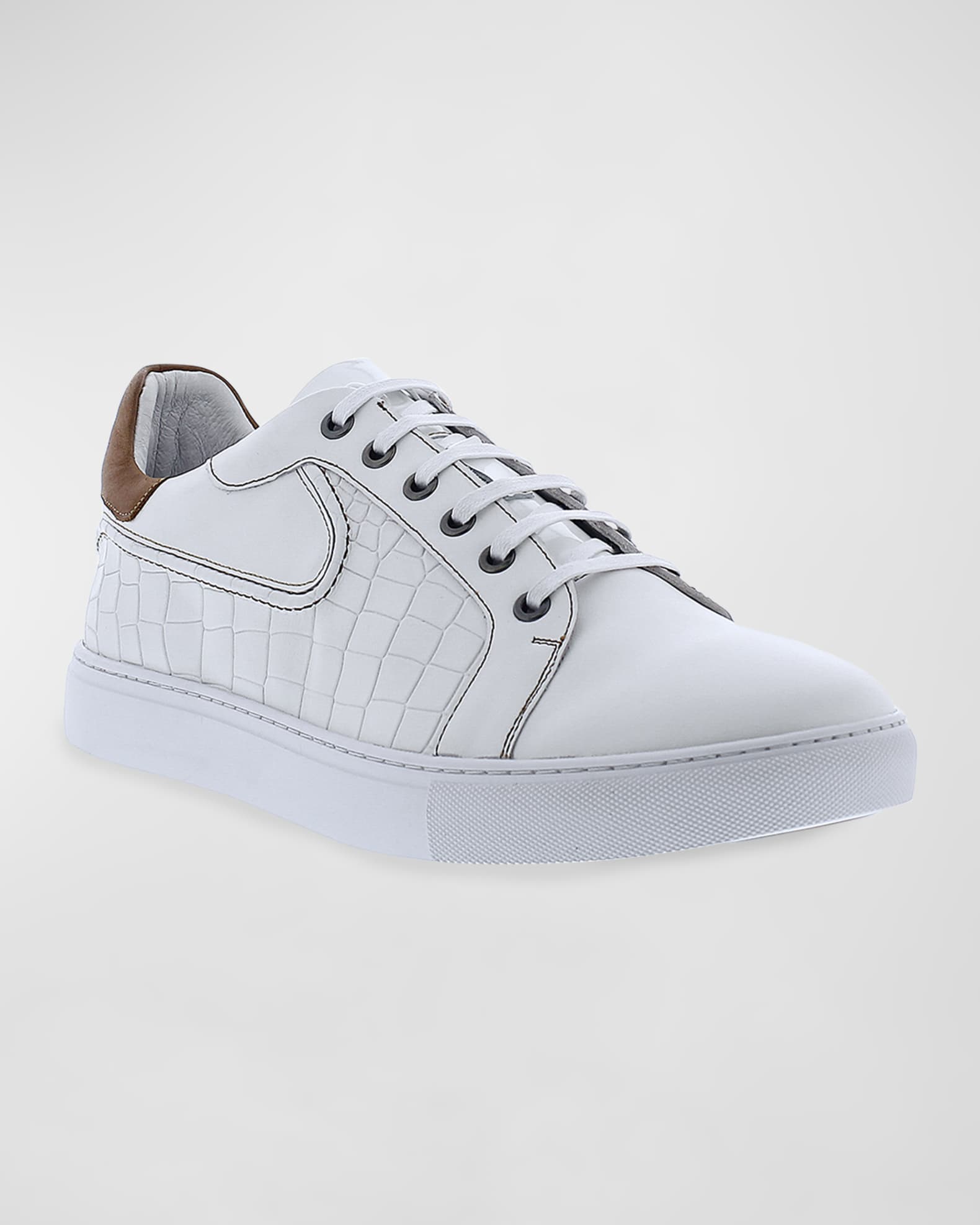 Robert Graham Men's Uffizi Croc-Effect Leather Low-Top Sneakers ...