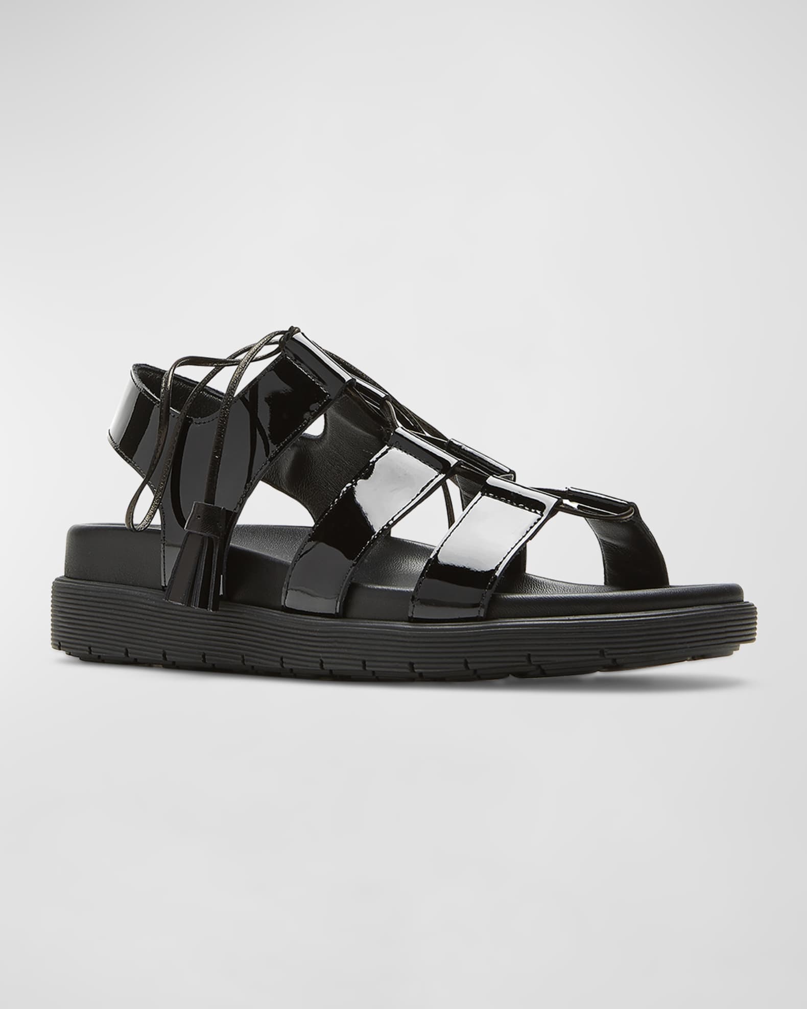 La Canadienne Rambler Caged Lace-Up Patent Sandals | Neiman Marcus
