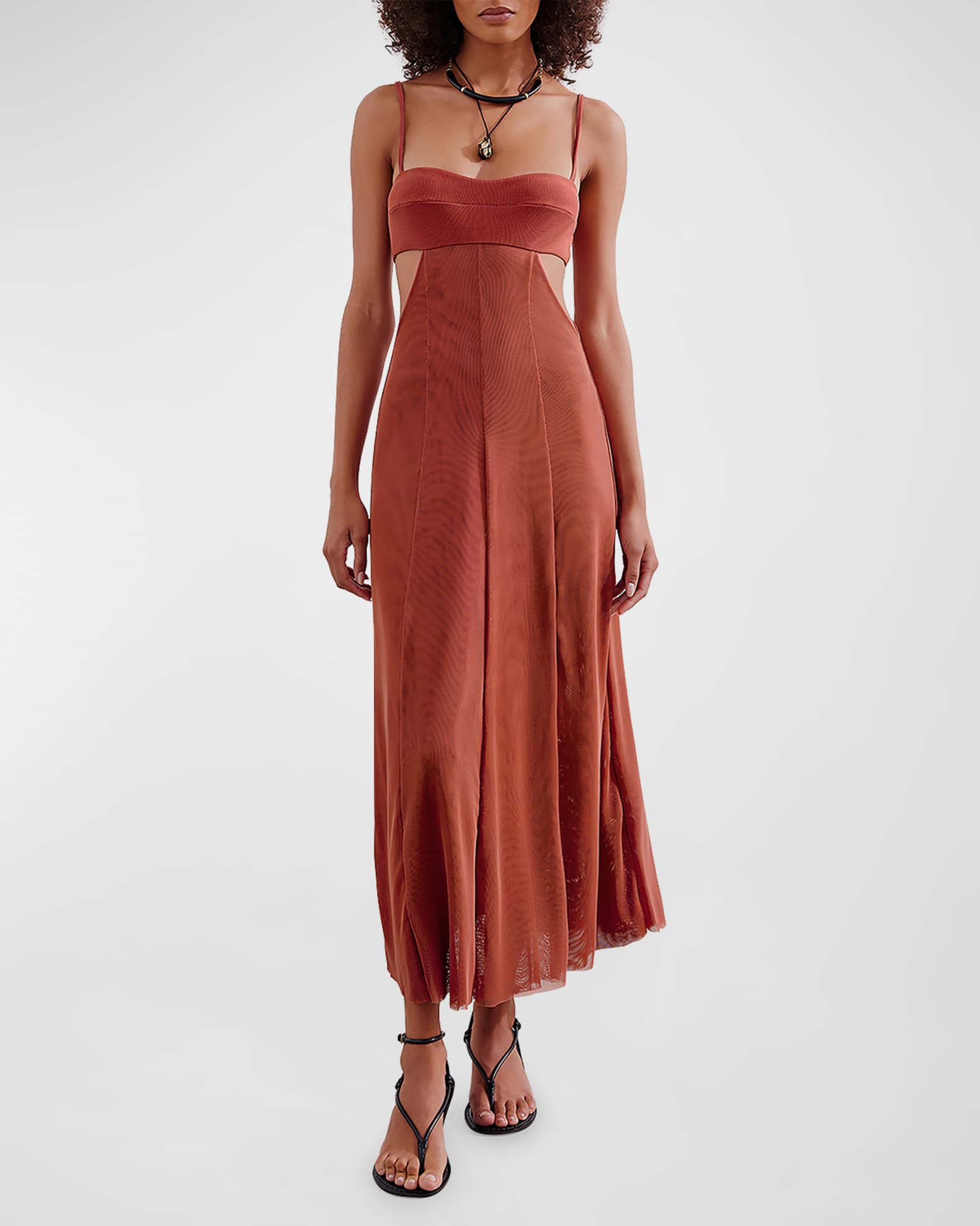 Vix Solid Melinda Cutout Maxi Dress | Neiman Marcus