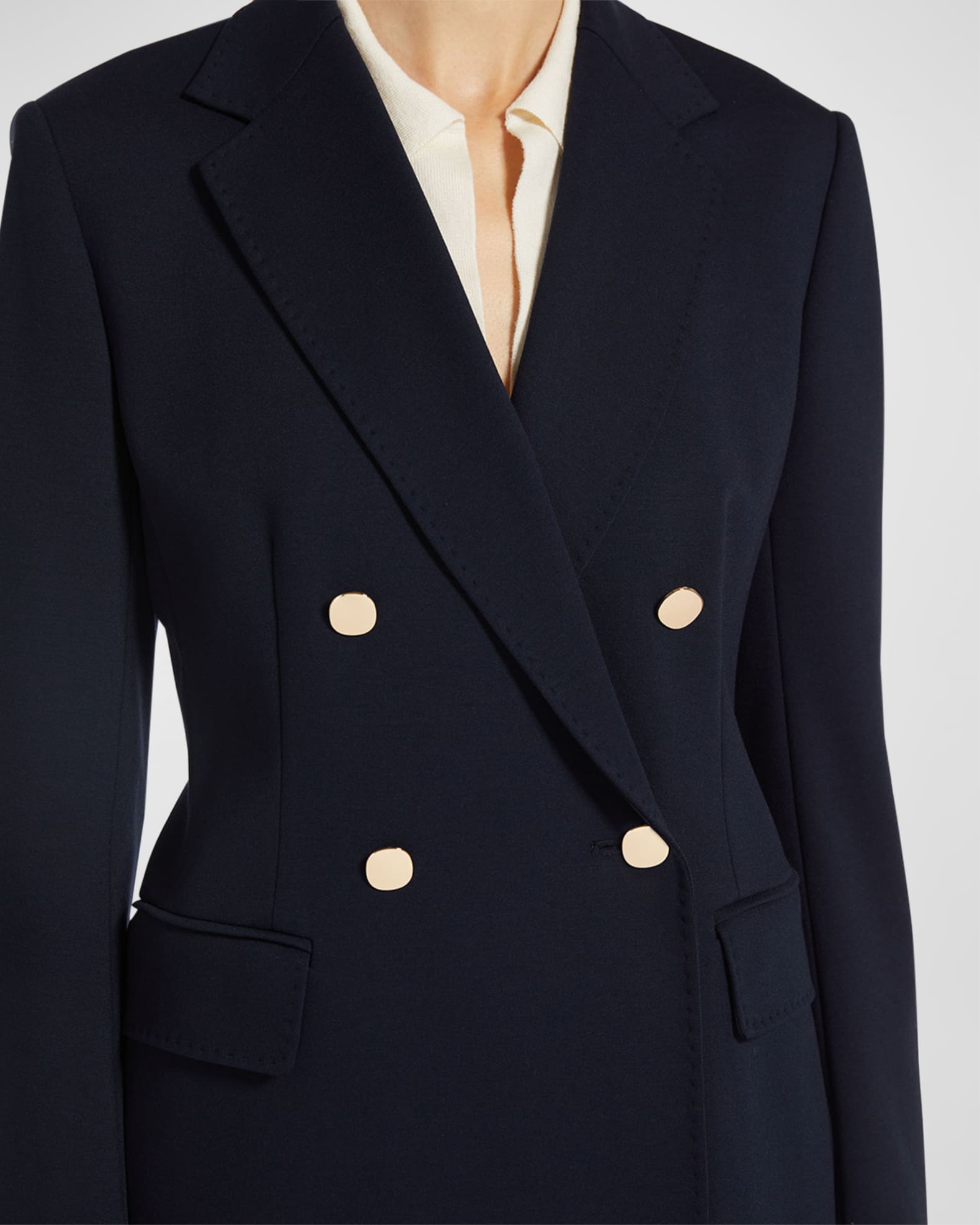 Max Mara Studio Tatiana Double-Breasted Pick Stitch Blazer | Neiman Marcus