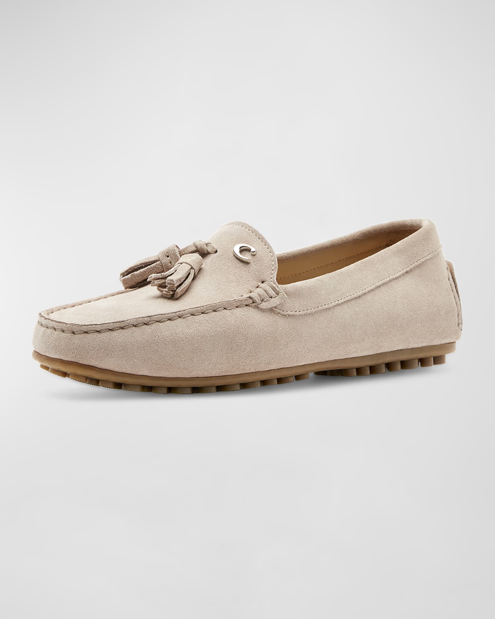 La Canadienne Pista Tassel Suede Driver Loafers | Neiman Marcus