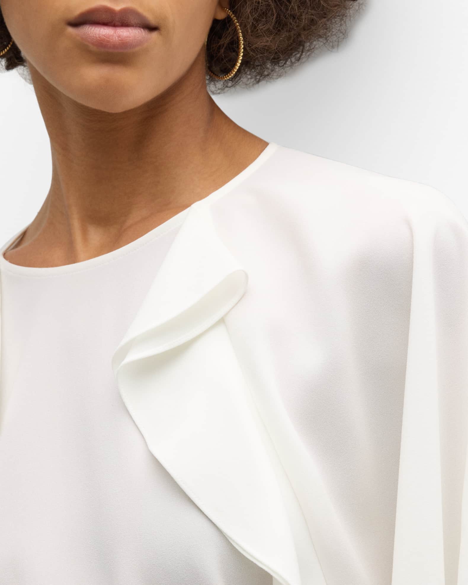 FRAME Short-Sleeve Ruffle Blouse | Neiman Marcus