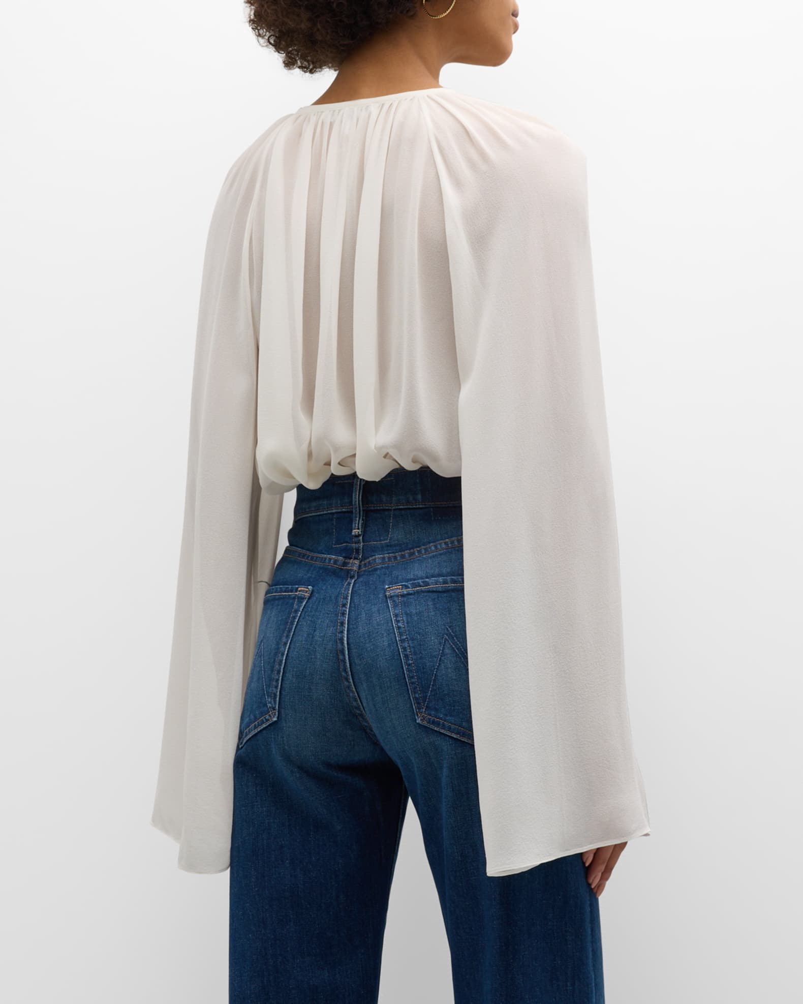 FRAME Shirred V-Neck Blouse | Neiman Marcus