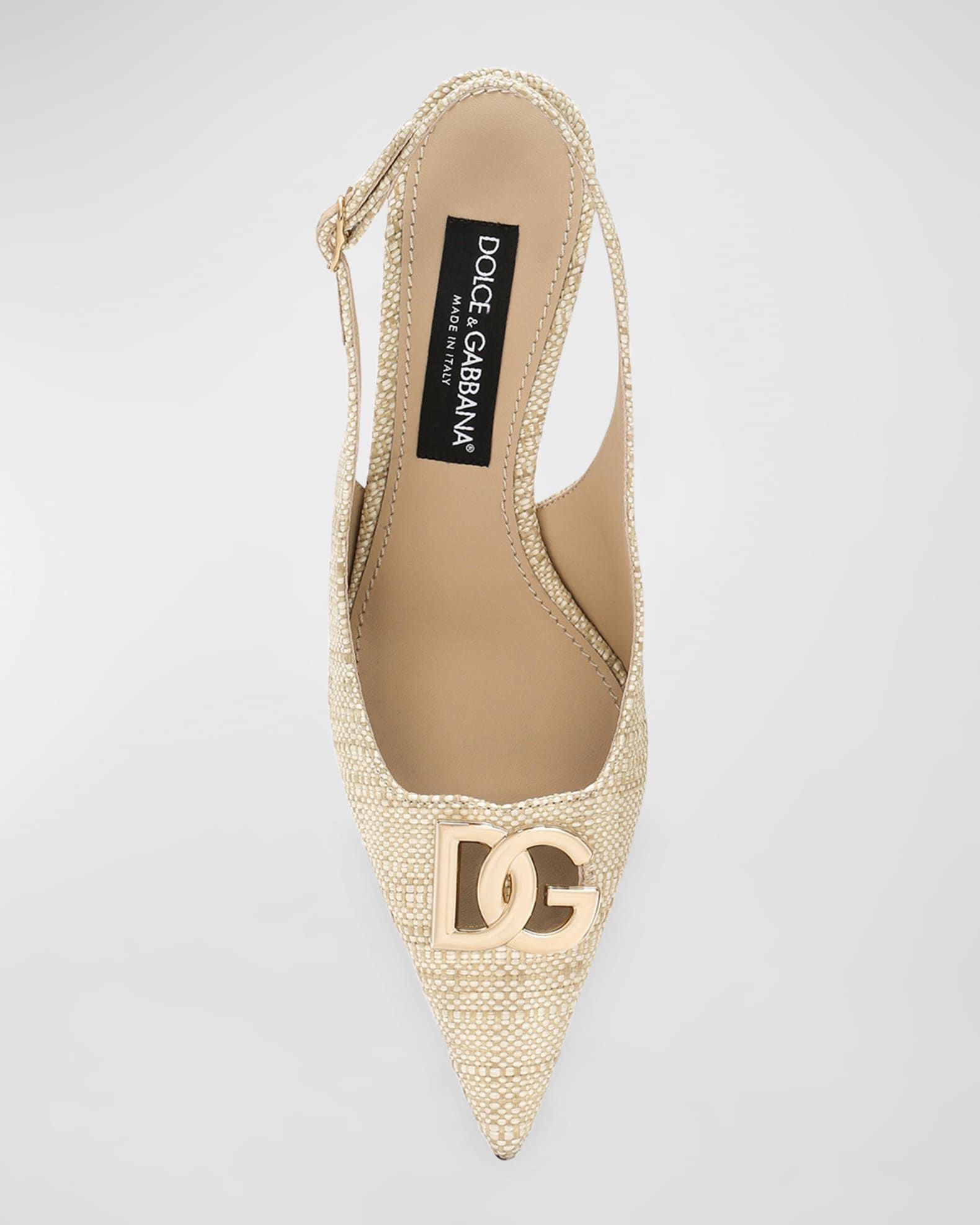 Dolce&Gabbana Raffia DG Medallion Slingback Pumps | Neiman Marcus