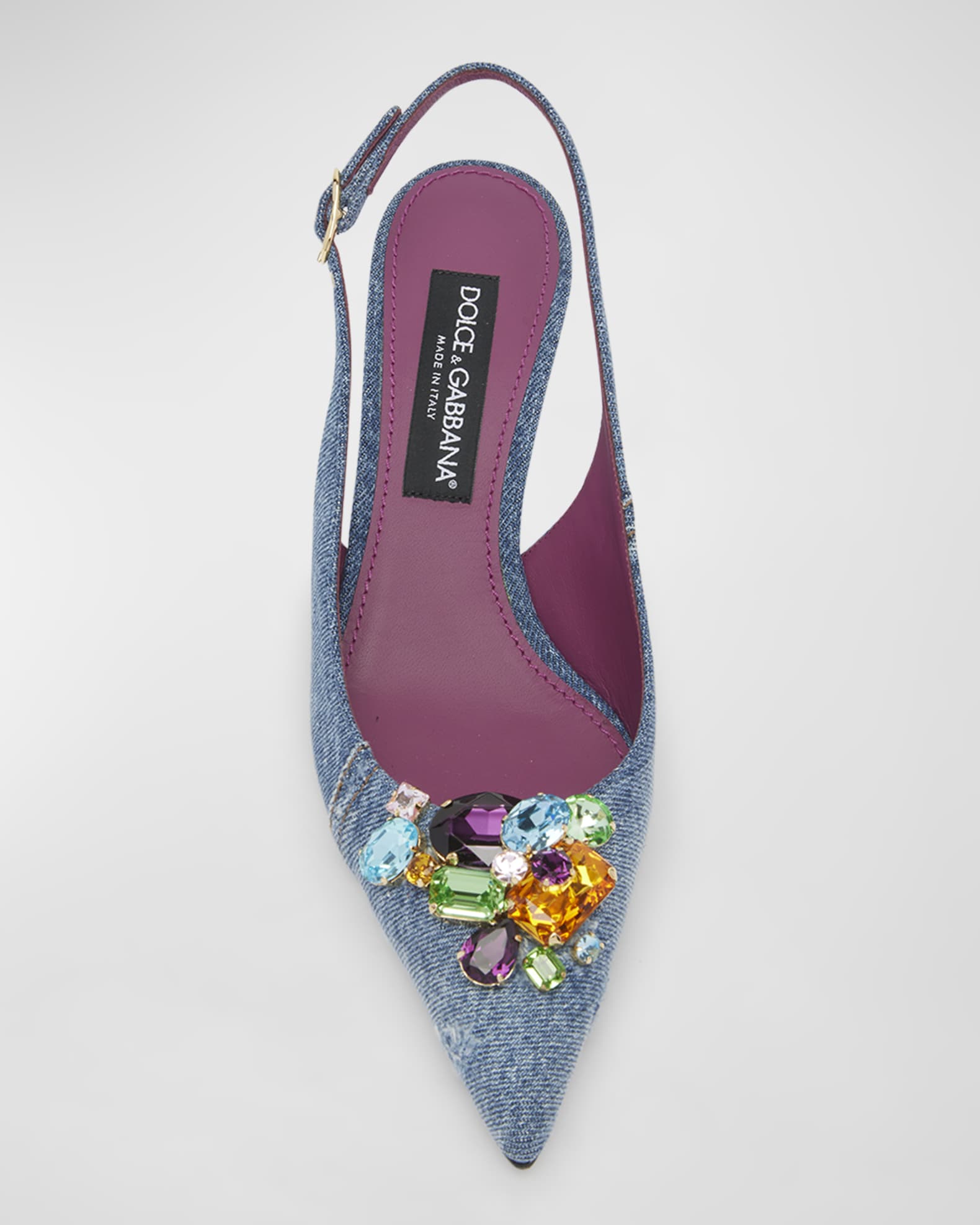 Dolce&Gabbana Denim Crystal Slingback Pumps | Neiman Marcus
