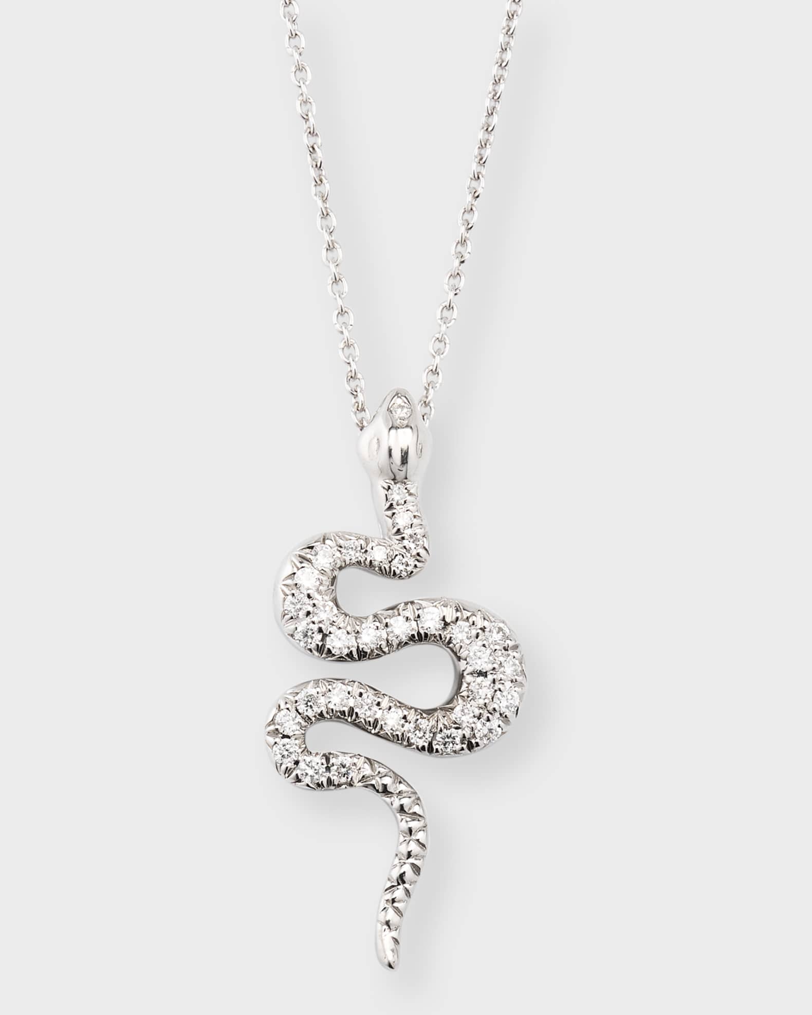Roberto Coin 18K White Gold Diamond Snake Pendant Necklace | Neiman Marcus