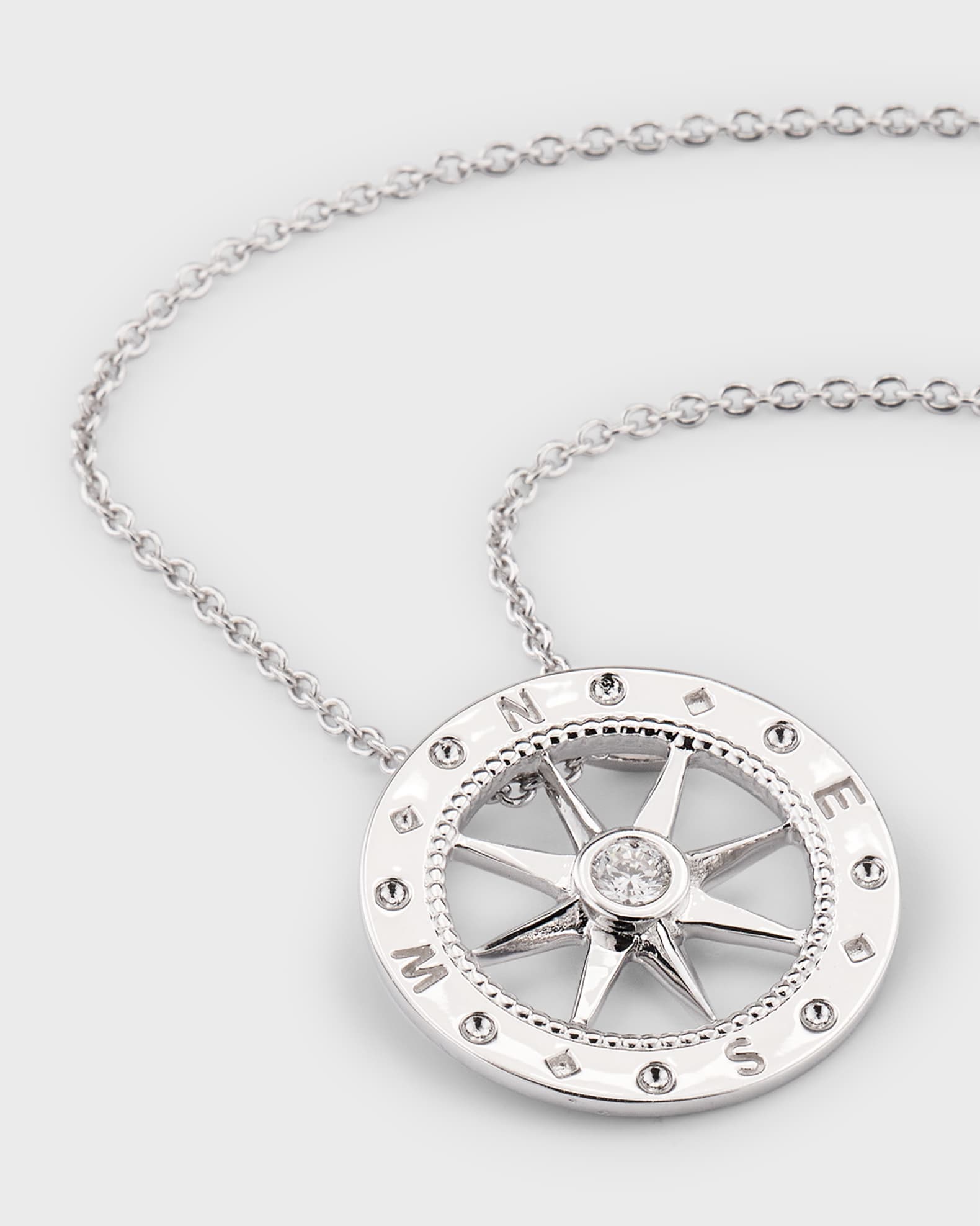 Roberto Coin 18K White Gold Compass Necklace | Neiman Marcus