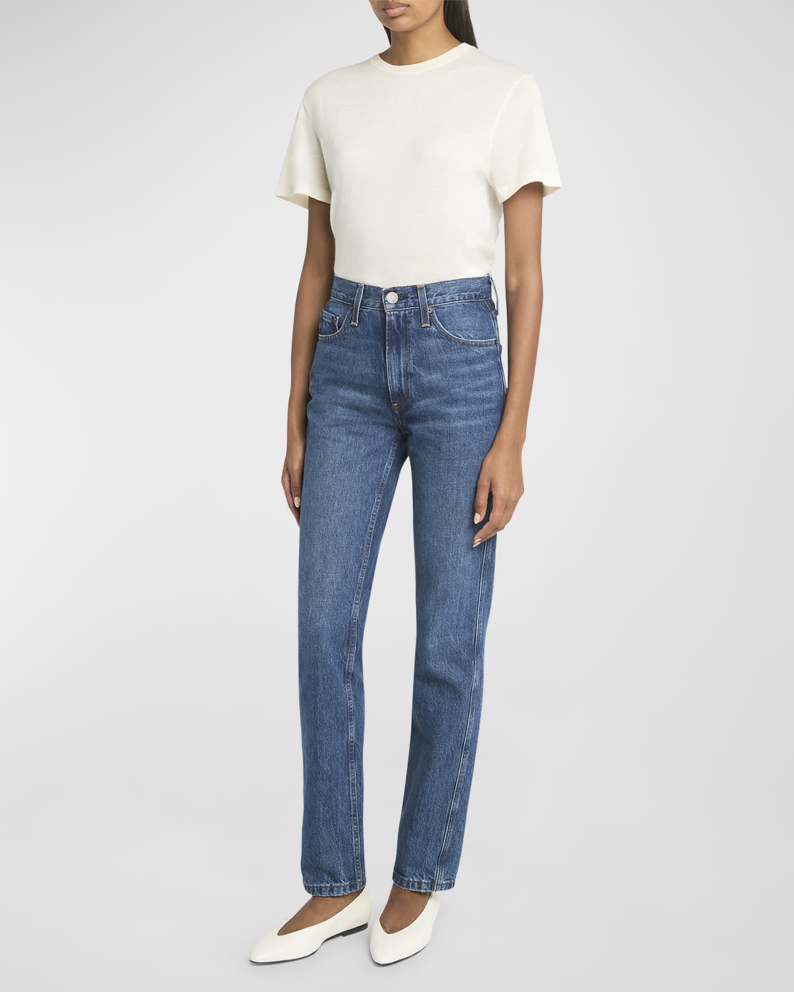 Co High-Rise Tapered Straight-Leg Denim Jeans | Neiman Marcus