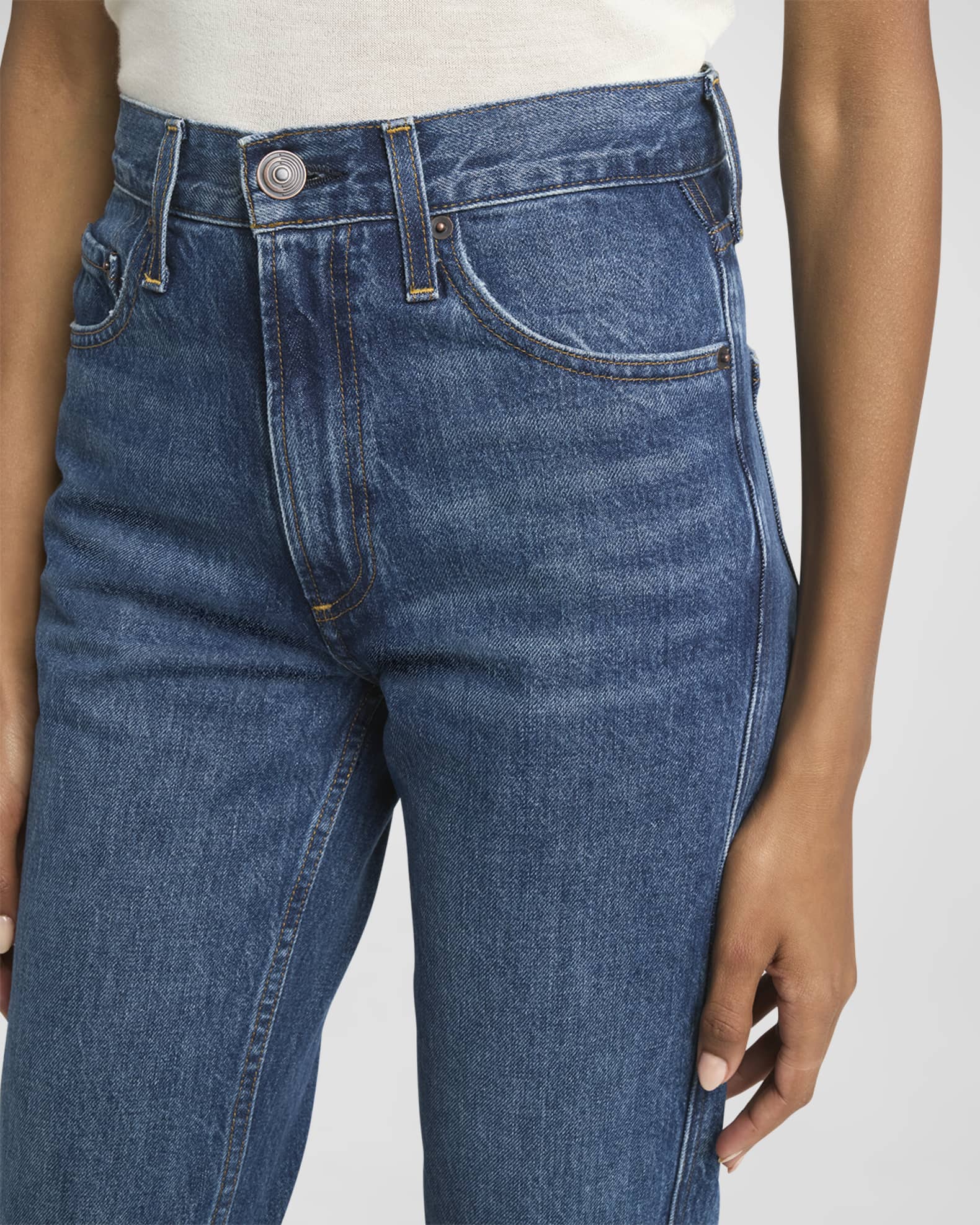 Co High-Rise Tapered Straight-Leg Denim Jeans | Neiman Marcus