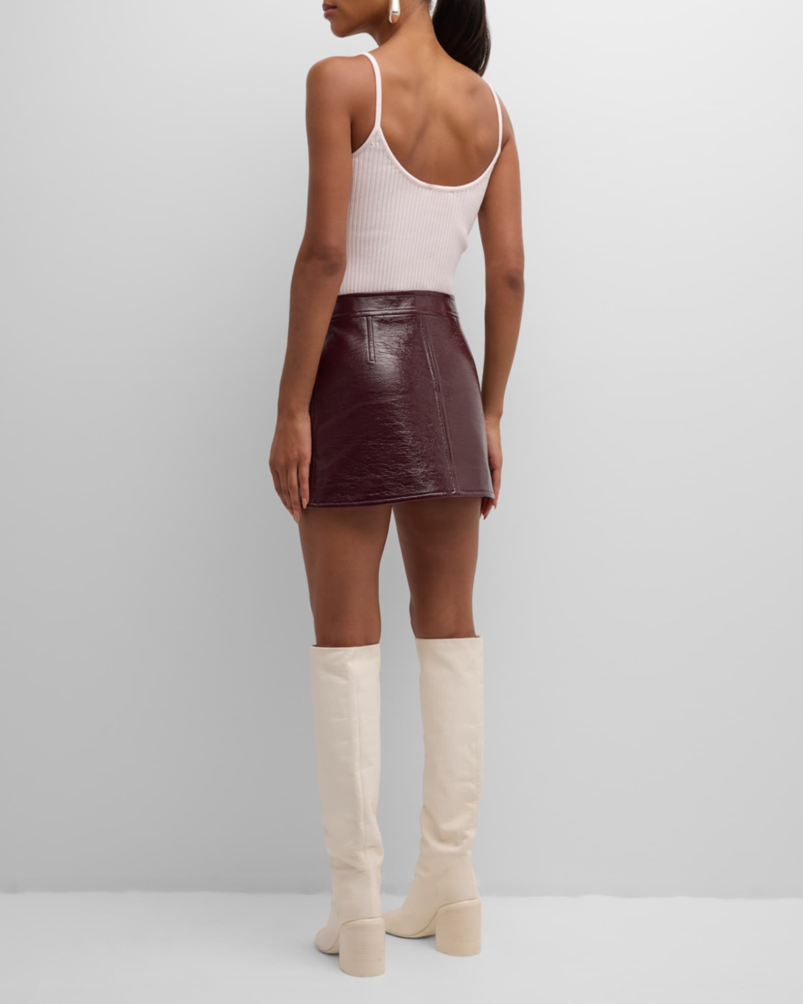 Courreges Logo Ribbed Knit Tank Top | Neiman Marcus