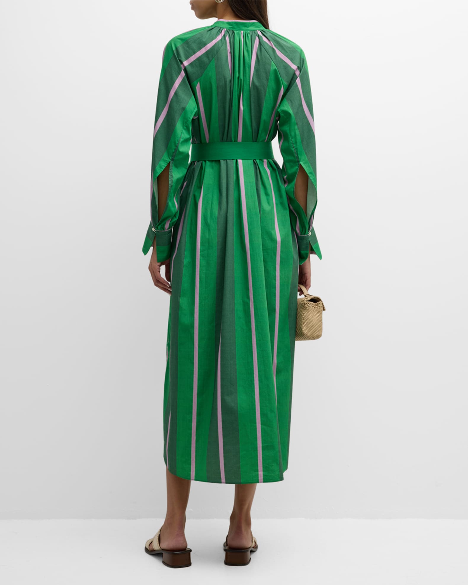 Oroton Calypso Striped Raglan-Sleeve Midi Shirtdress | Neiman Marcus