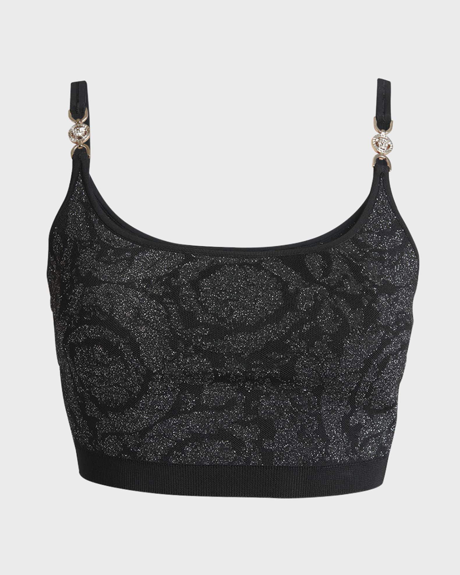 Versace Barocco Textured Knit Crop Top | Neiman Marcus