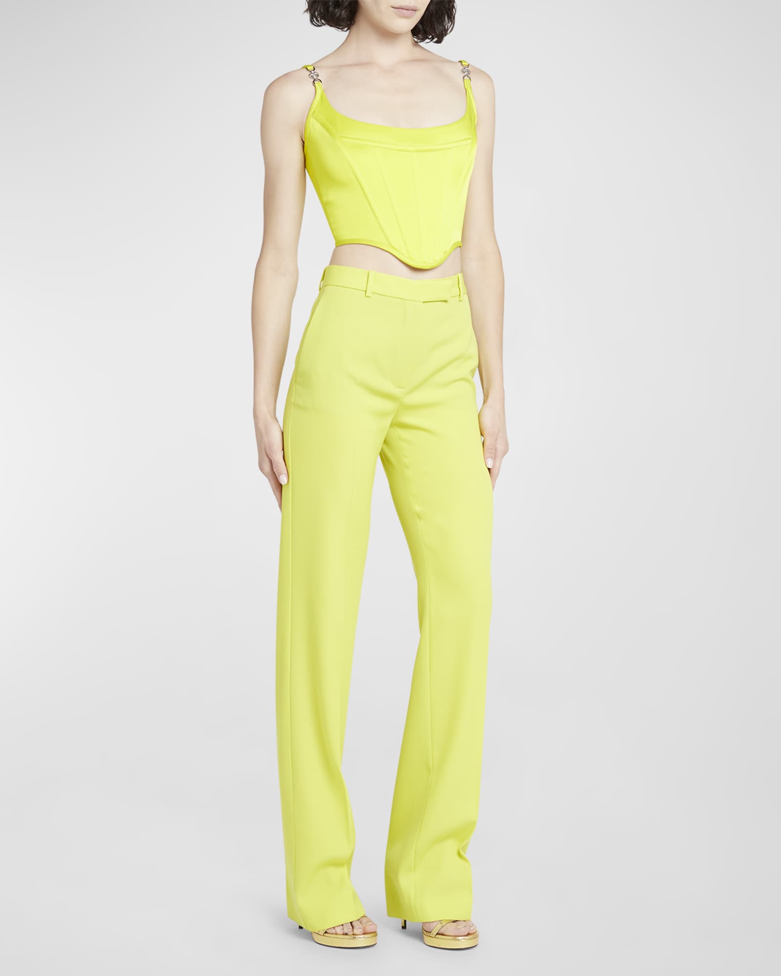 Versace Satin Corset Top with Medusa Hardware | Neiman Marcus