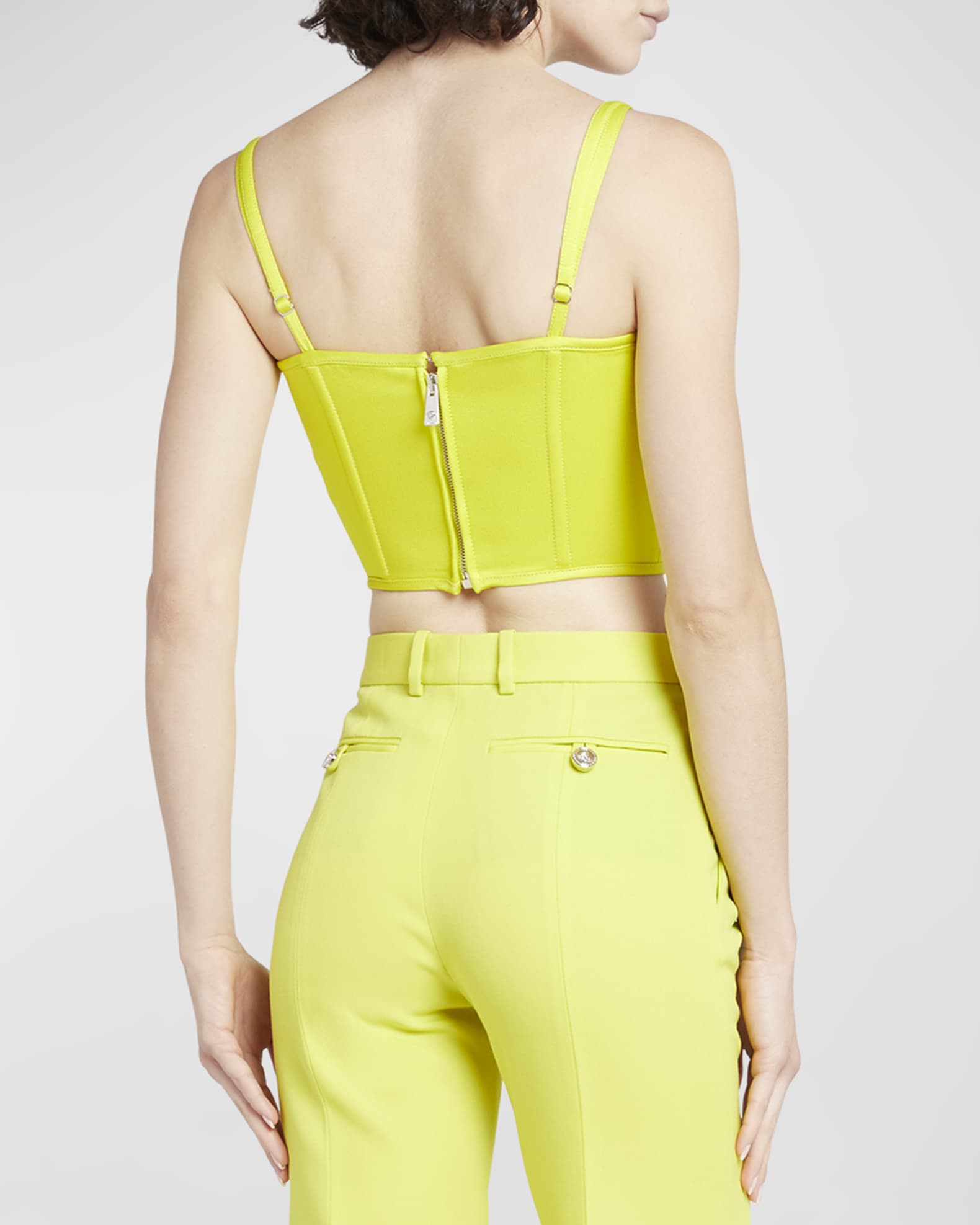 Versace Satin Corset Top with Medusa Hardware | Neiman Marcus