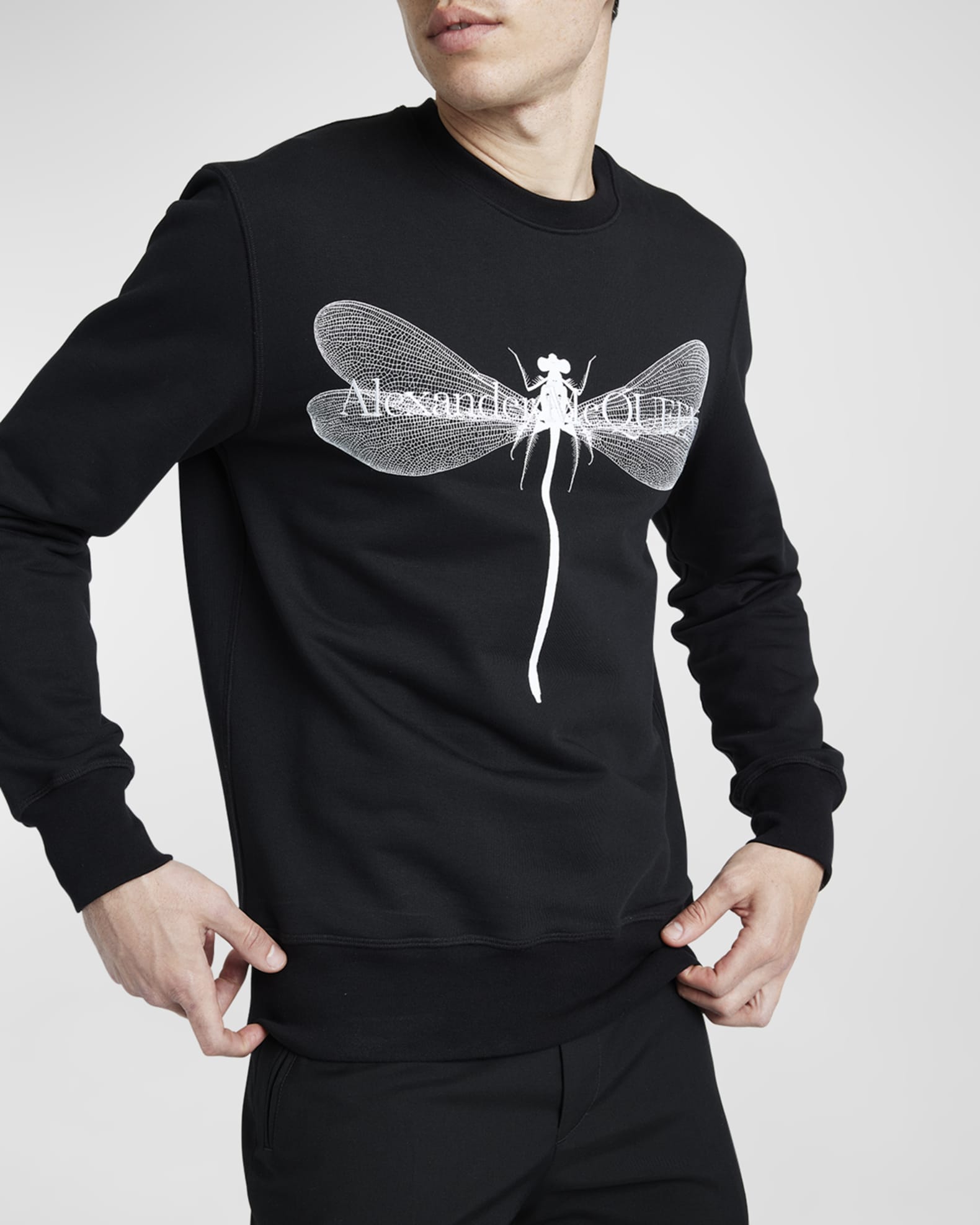 Alexander McQueen Men's Dragonfly Logo Sweatshirt | Neiman Marcus