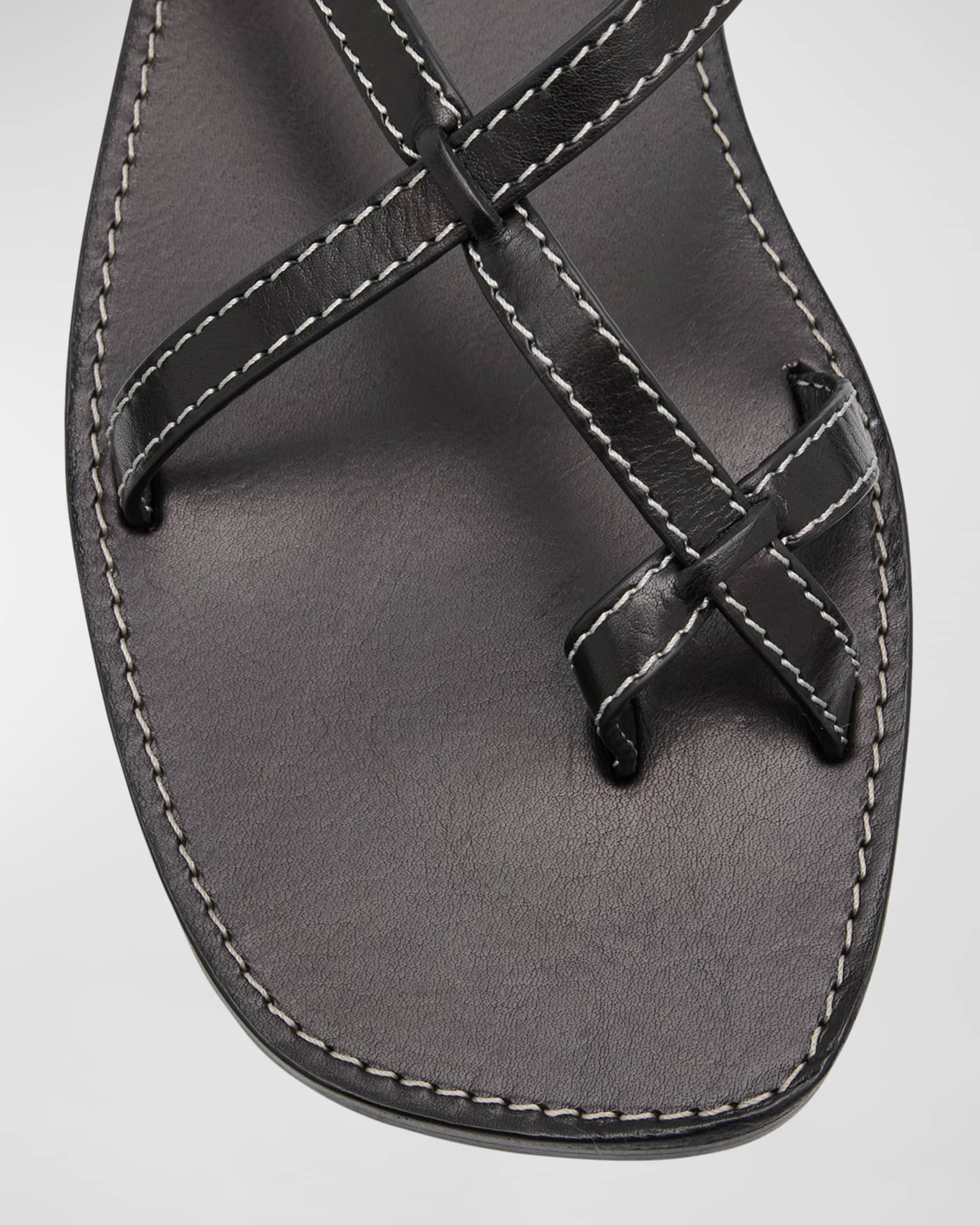 THE ROW Link Leather Toe-Loop Slide Sandals | Neiman Marcus