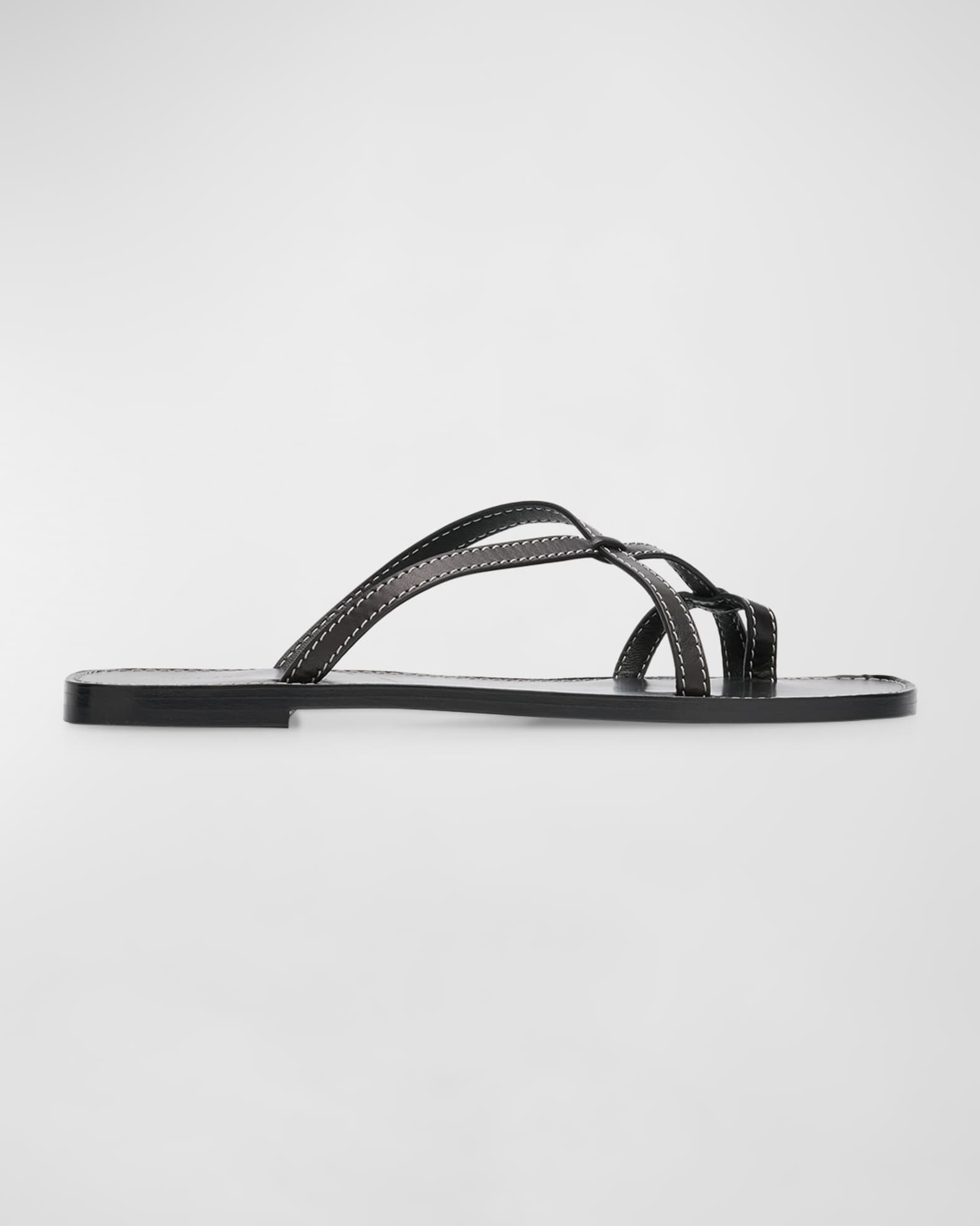 THE ROW Link Leather Toe-Loop Slide Sandals | Neiman Marcus