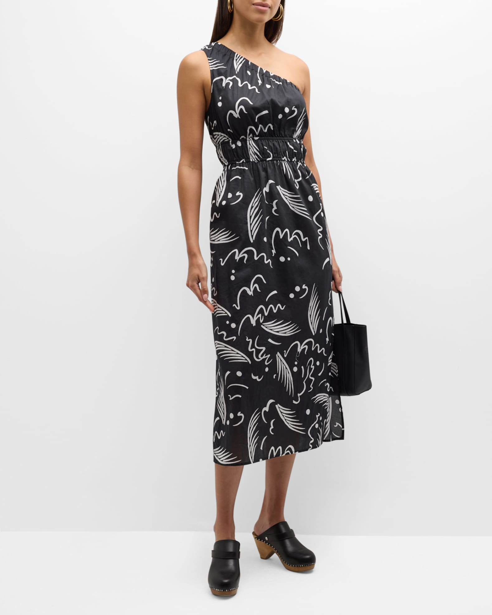 Rails Tahiti Night Selani One-Shoulder Midi Dress | Neiman Marcus