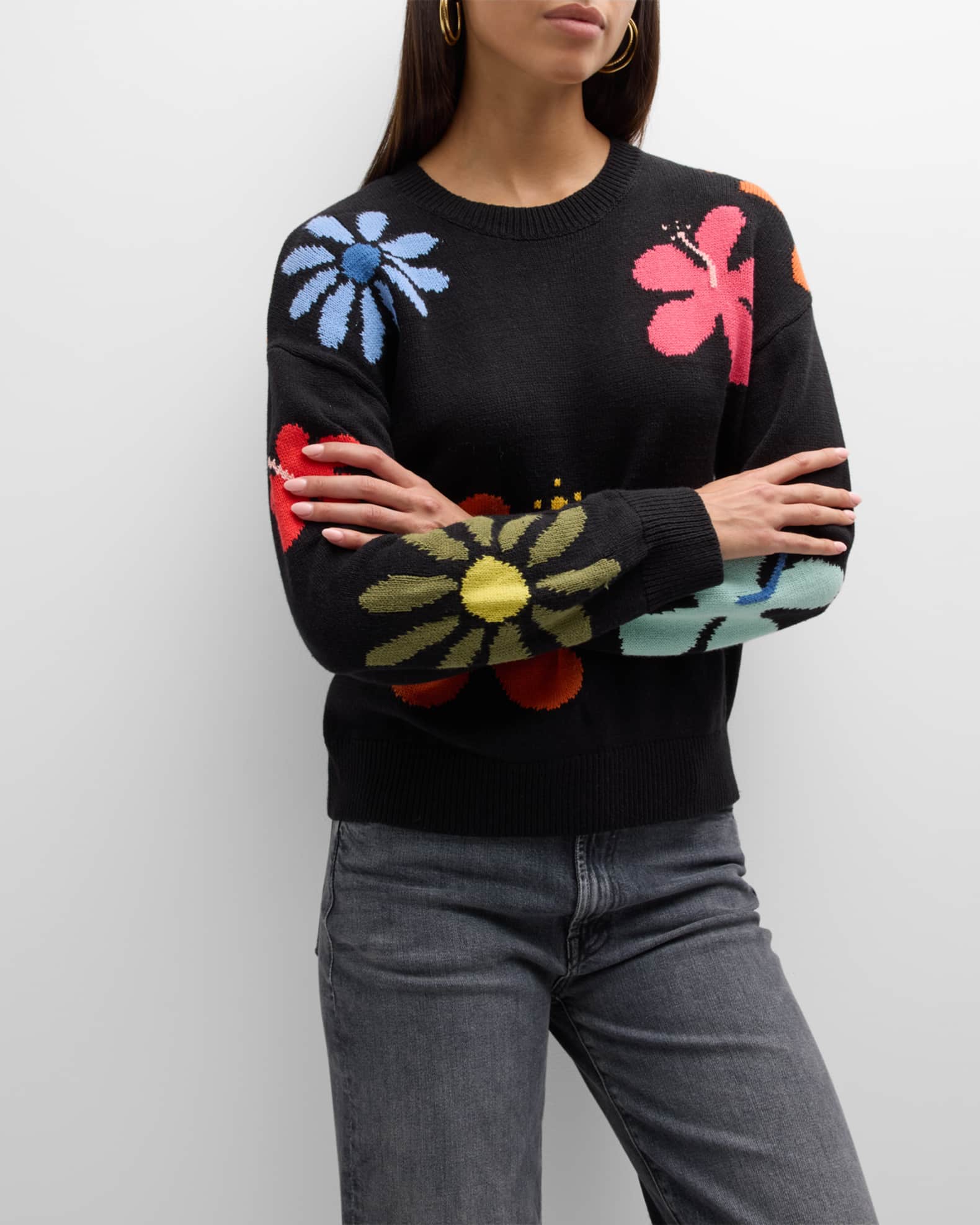 Rails Zoey Intarsia-Knit Floral Sweater | Neiman Marcus