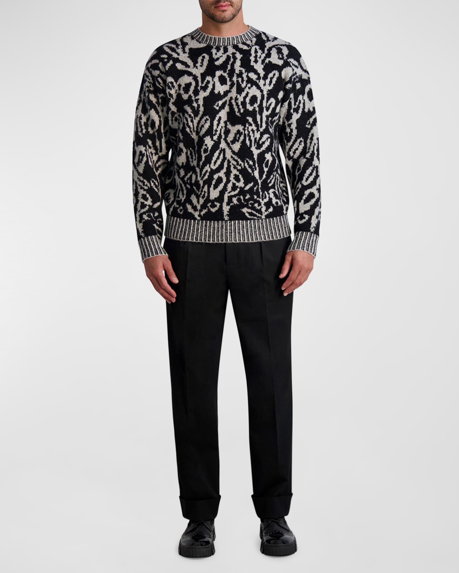 Karl Lagerfeld Paris White Label Men's Floral Jacquard Sweater | Neiman ...
