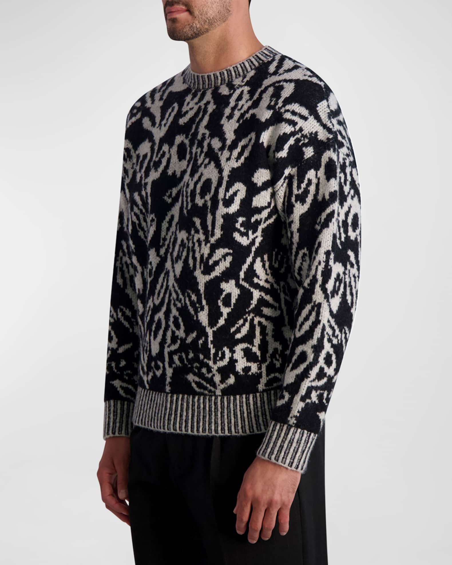 Karl Lagerfeld Paris White Label Men's Floral Jacquard Sweater | Neiman ...