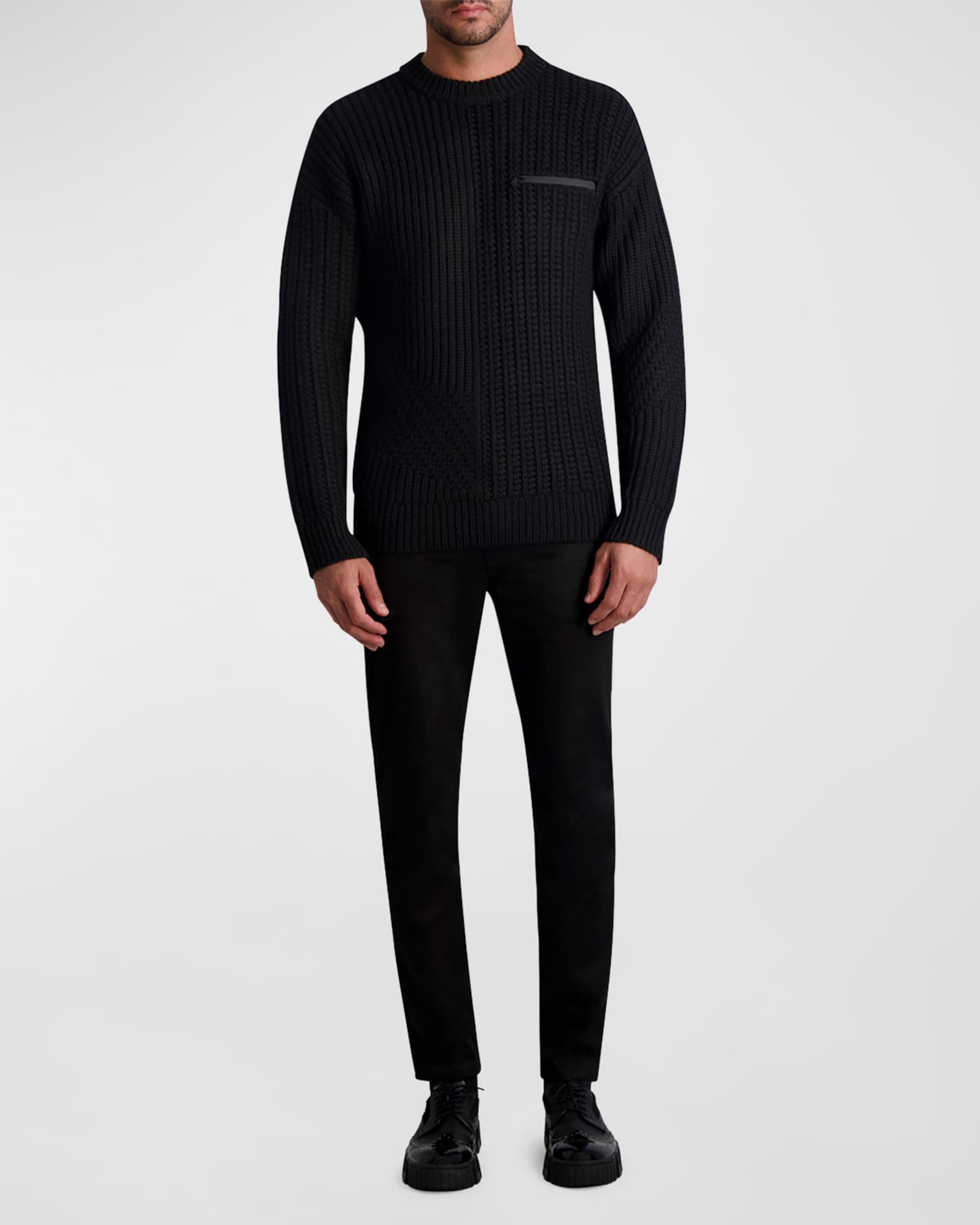 Karl Lagerfeld Paris White Label Men's Mixed Stitch Wool Sweater ...