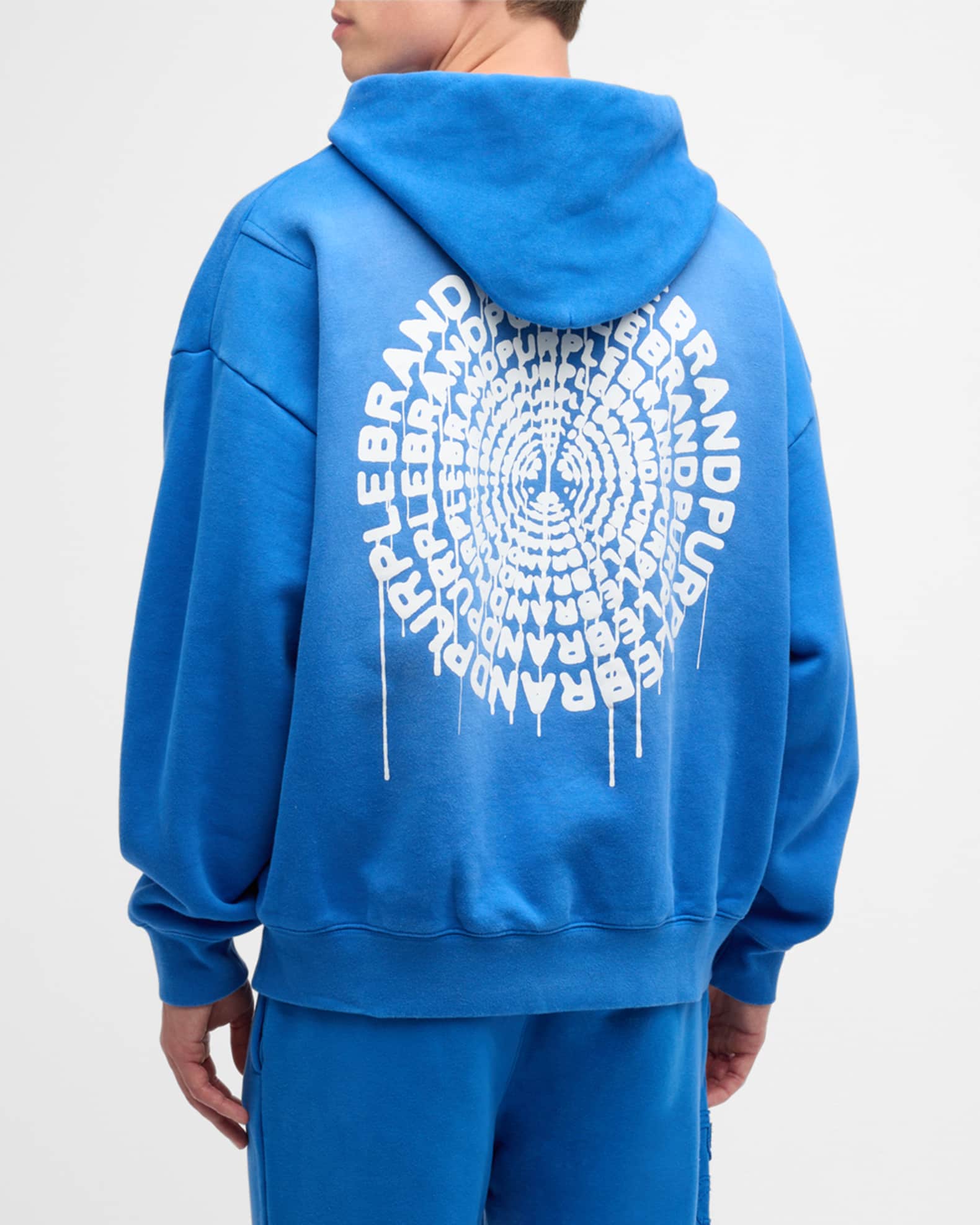PURPLE Men's Fleece Paint-Drip Logo Hoodie | Neiman Marcus