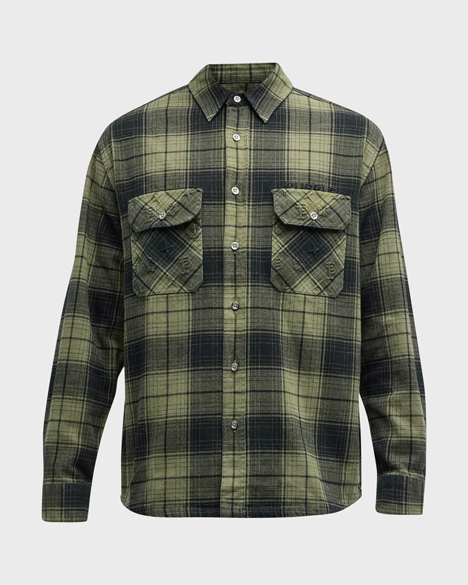 PURPLE Men's Plaid Flannel Button-Down Shirt | Neiman Marcus