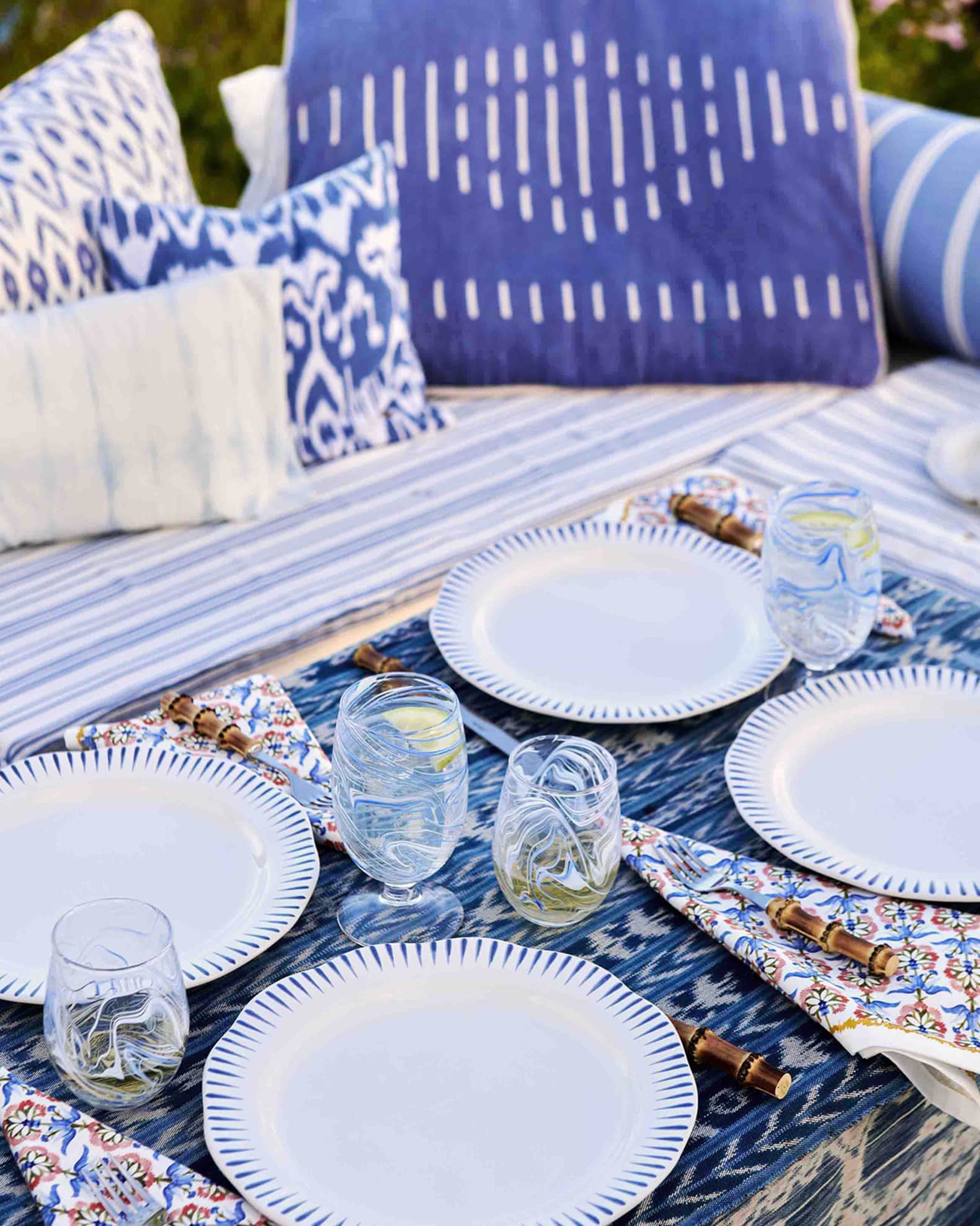 Sitio Stripe Delft Blue Dinnerware Collection | Neiman Marcus