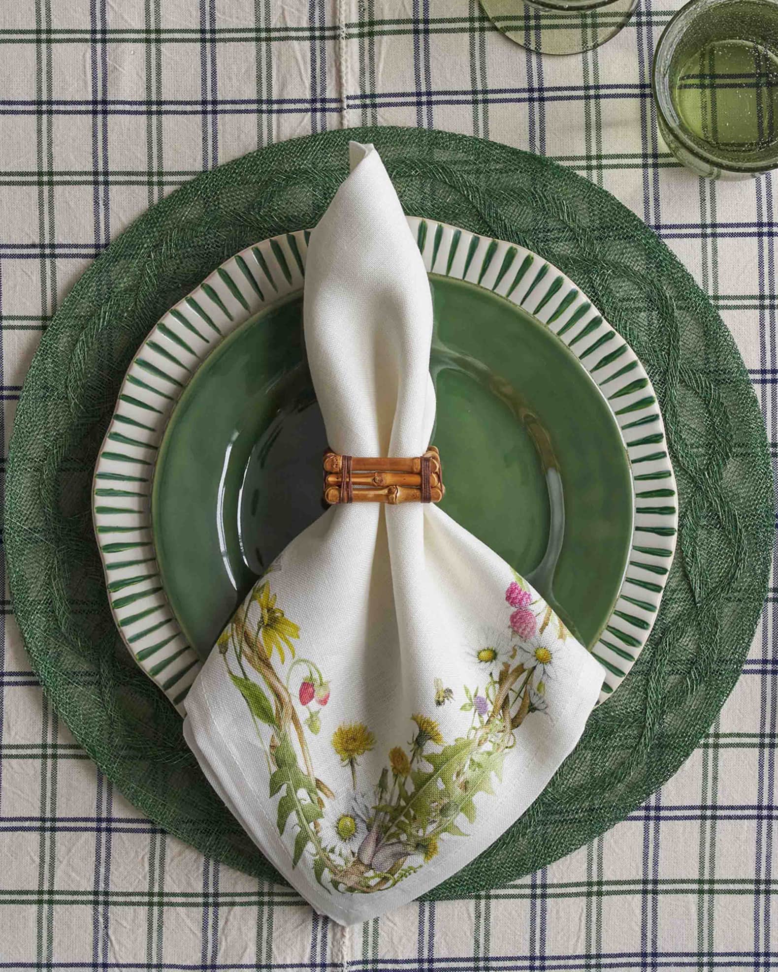 Juliska Sitio Stripe Dinner Plate, Basil | Neiman Marcus