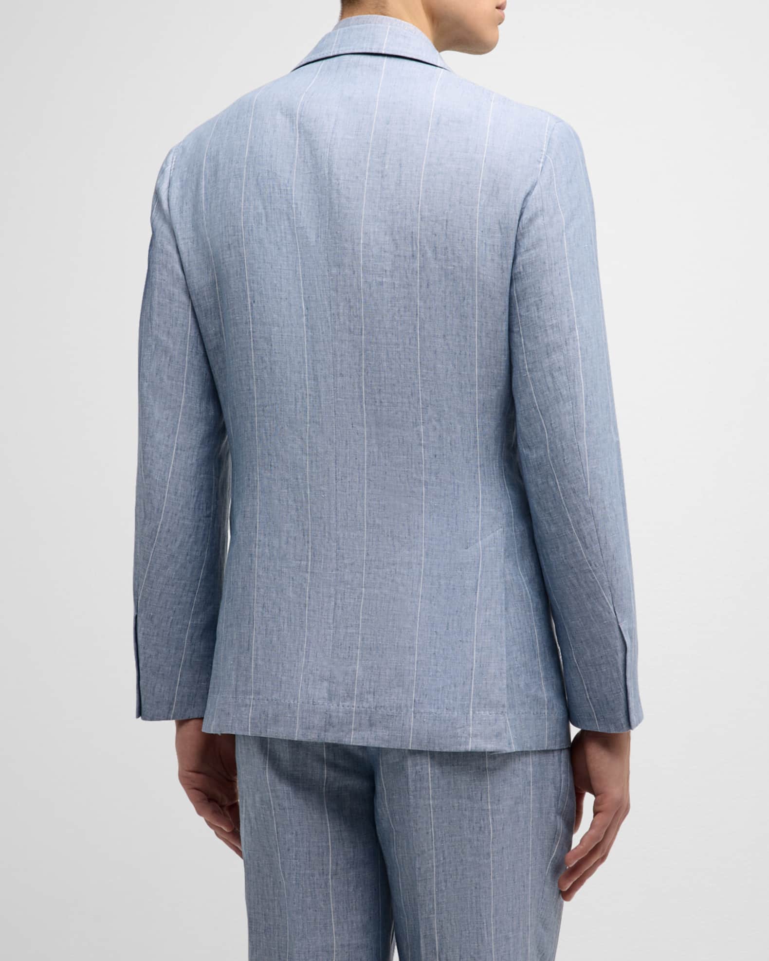 Brunello Cucinelli Men's Linen Wide Stripe Three-Button Suit | Neiman ...