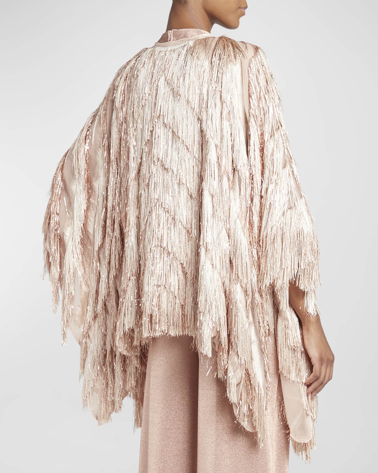 Giorgio Armani Metallic Fringe Cape | Neiman Marcus