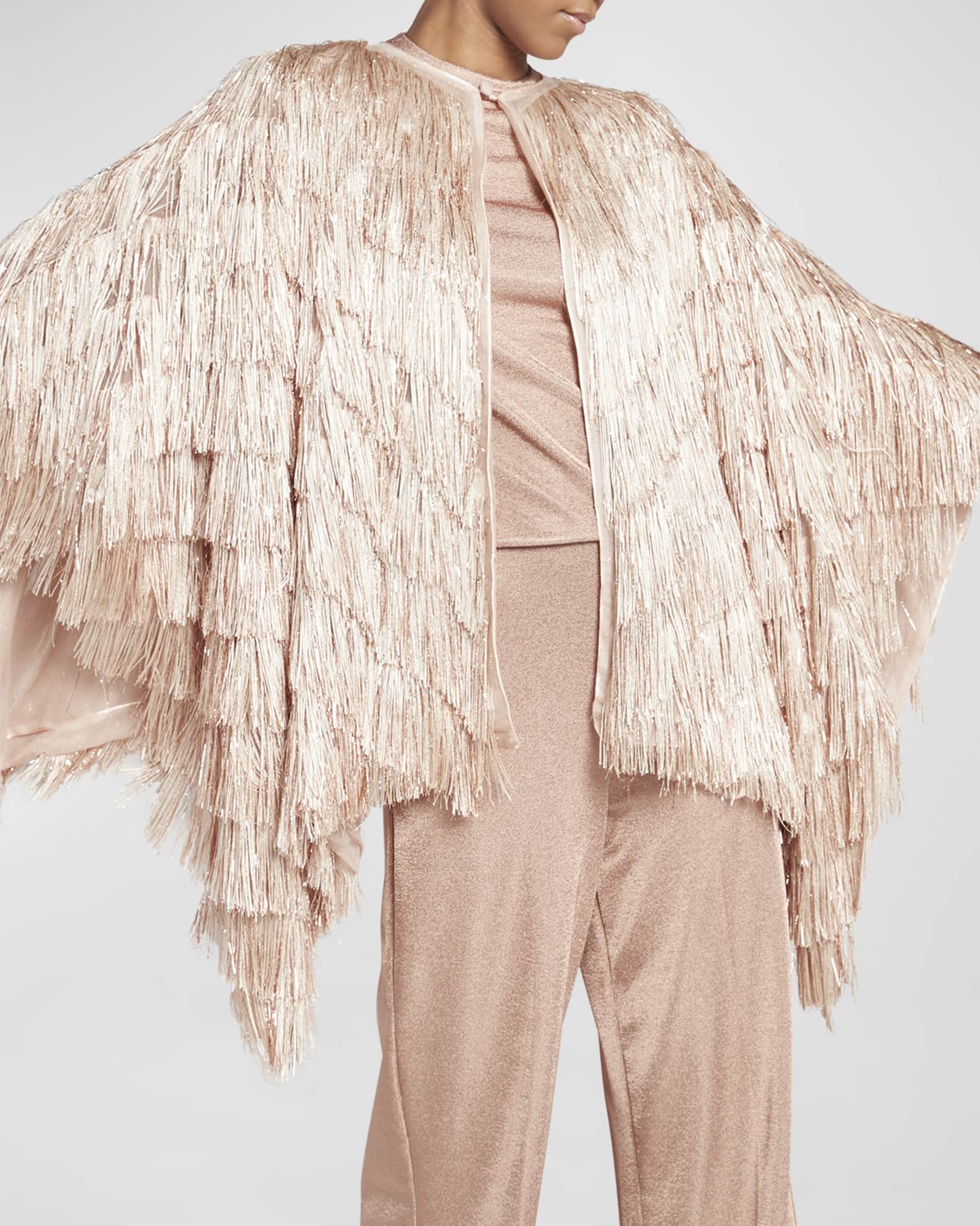 Giorgio Armani Metallic Fringe Cape | Neiman Marcus