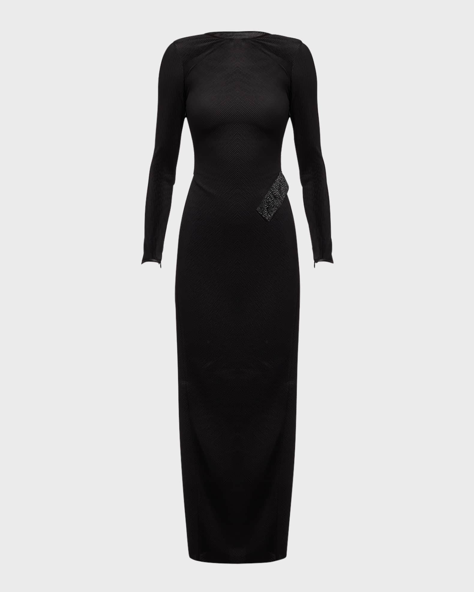 Giorgio Armani Plisse Jersey Gown with Beaded Hip Detail Giorgio Armani Plisse Jersey Gown with Beaded Hip Detail