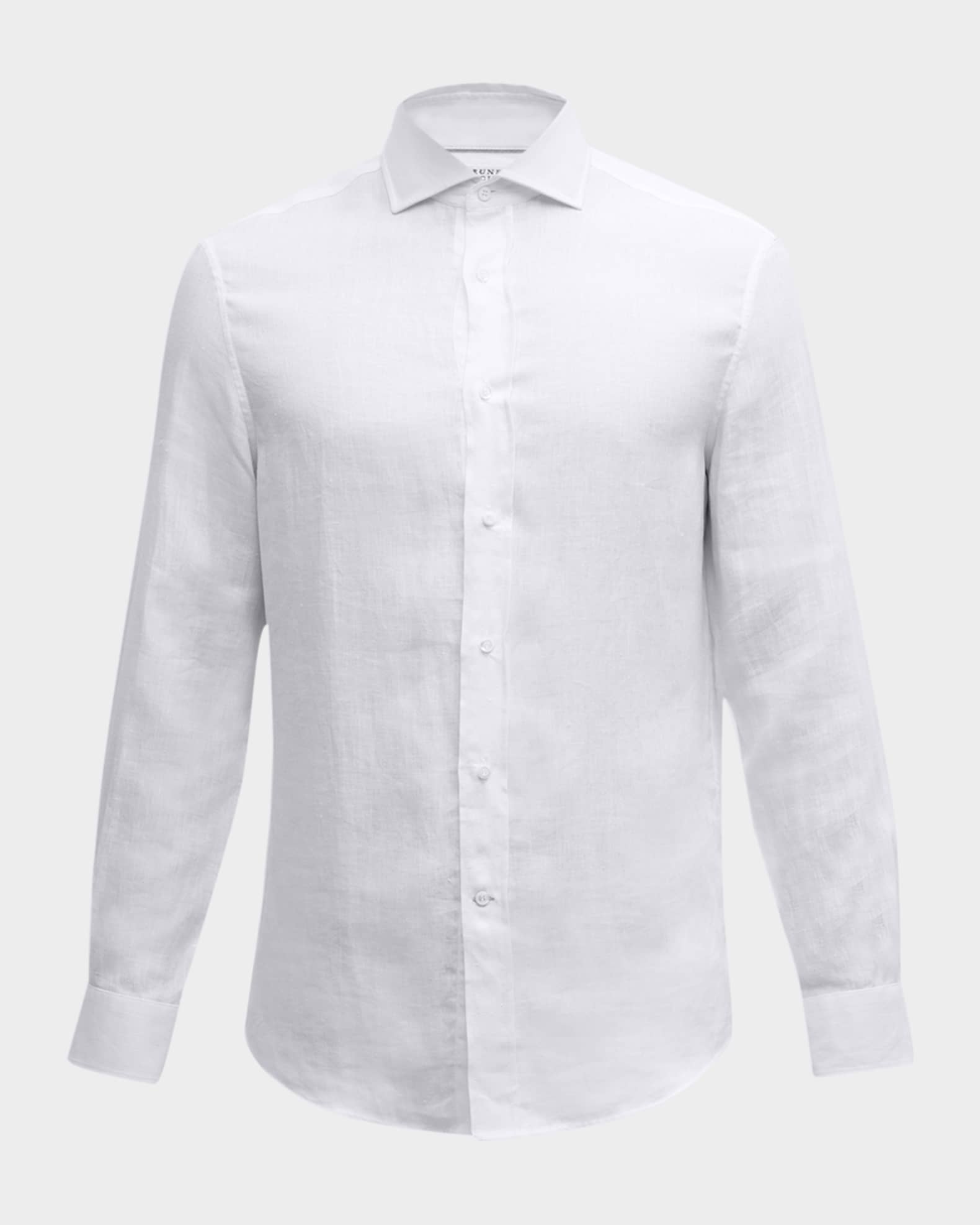 Brunello Cucinelli Men's Canapa Linen Sport Shirt | Neiman Marcus