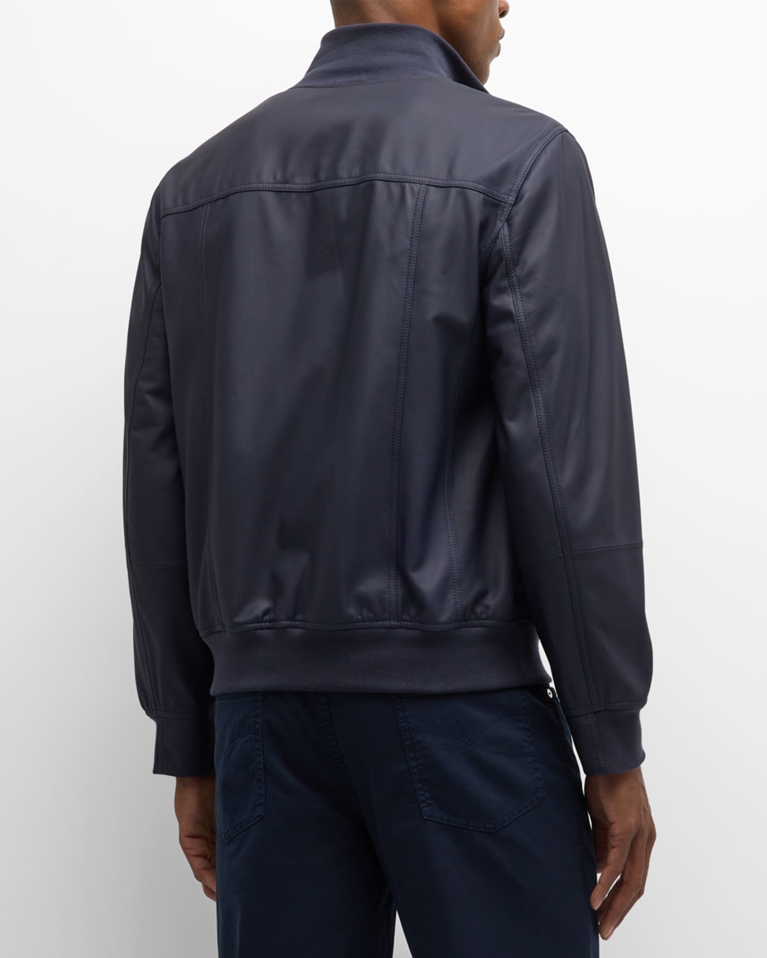 Brunello Cucinelli Men's Leather Full-Zip Bomber Jacket | Neiman Marcus
