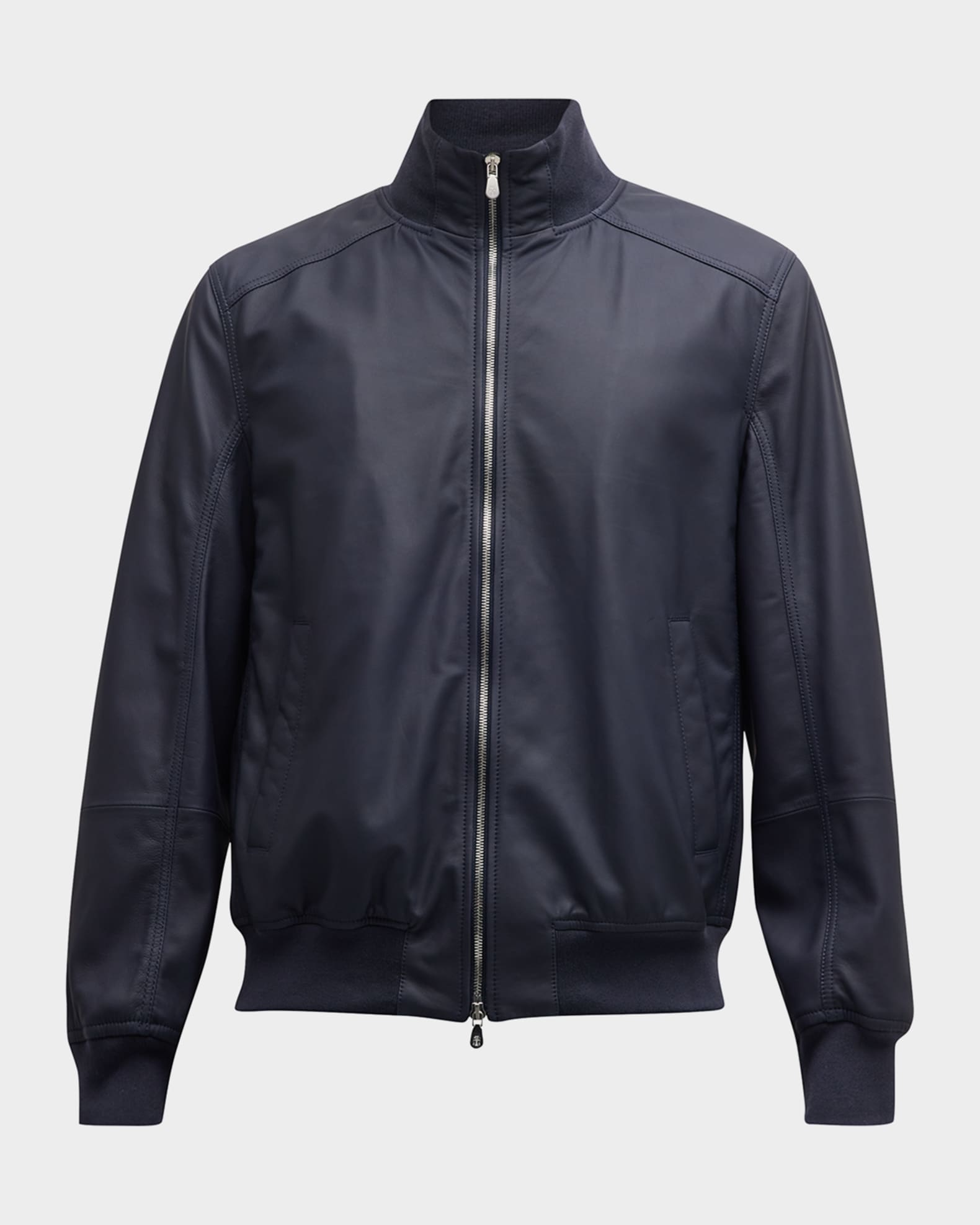 Brunello Cucinelli Men's Leather Full-Zip Bomber Jacket | Neiman Marcus