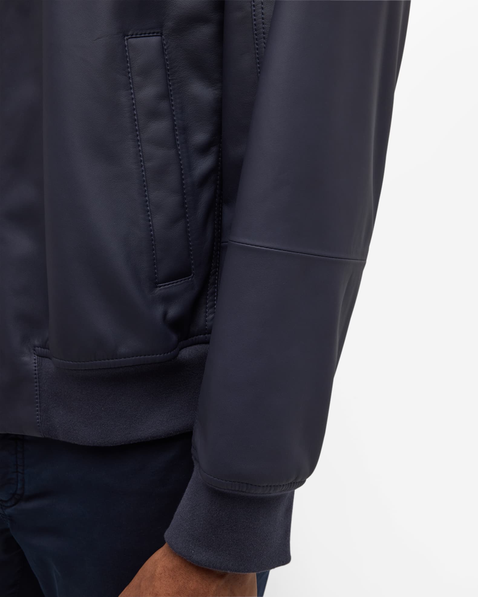 Brunello Cucinelli Men's Leather Full-Zip Bomber Jacket | Neiman Marcus