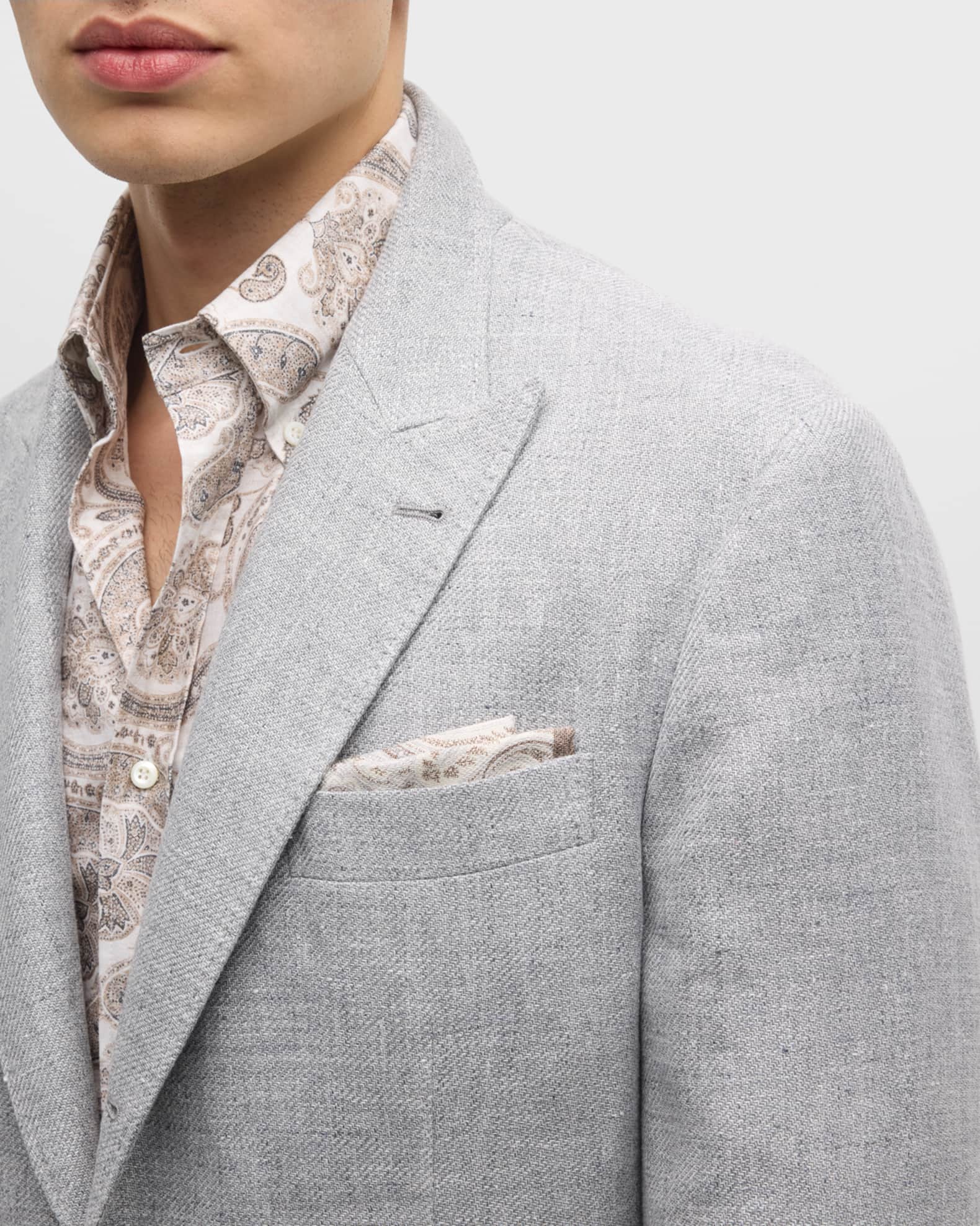 Brunello Cucinelli Men's Linen, Wool and Silk Peak-Lapel Sport Coat ...