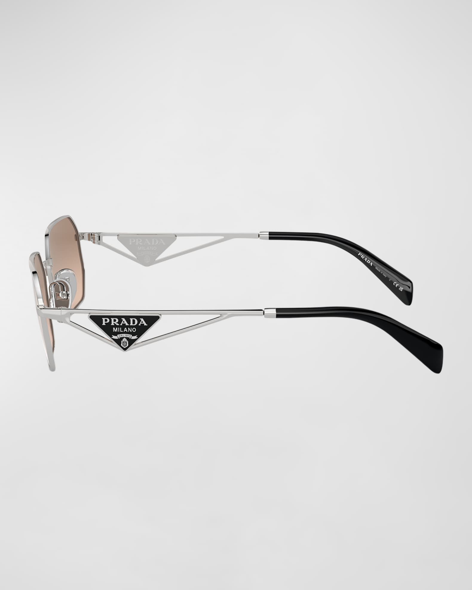 Prada Geometric Steel Rectangle Sunglasses | Neiman Marcus