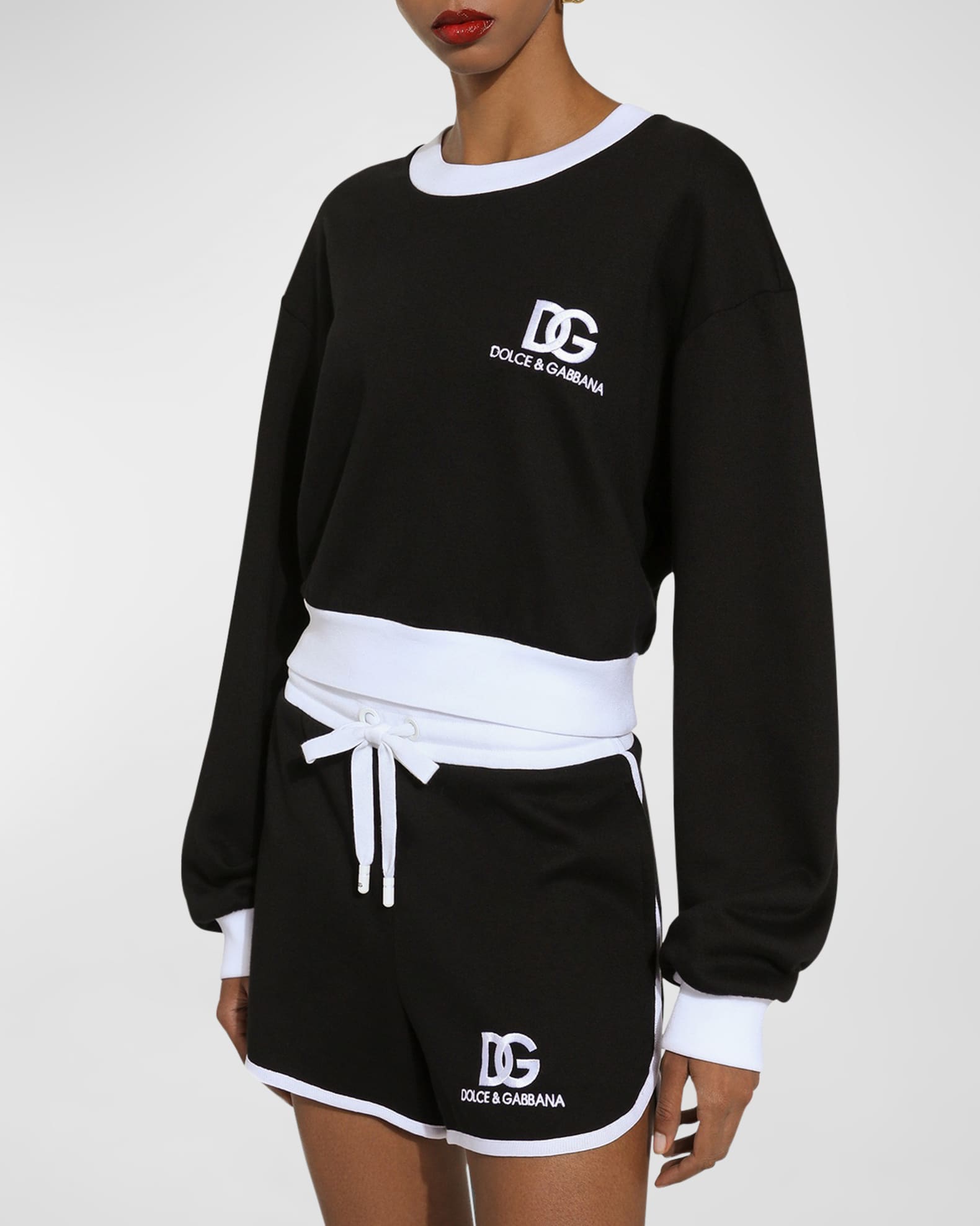 Dolce&Gabbana DG Logo Cropped Jersey Sweatshirt | Neiman Marcus