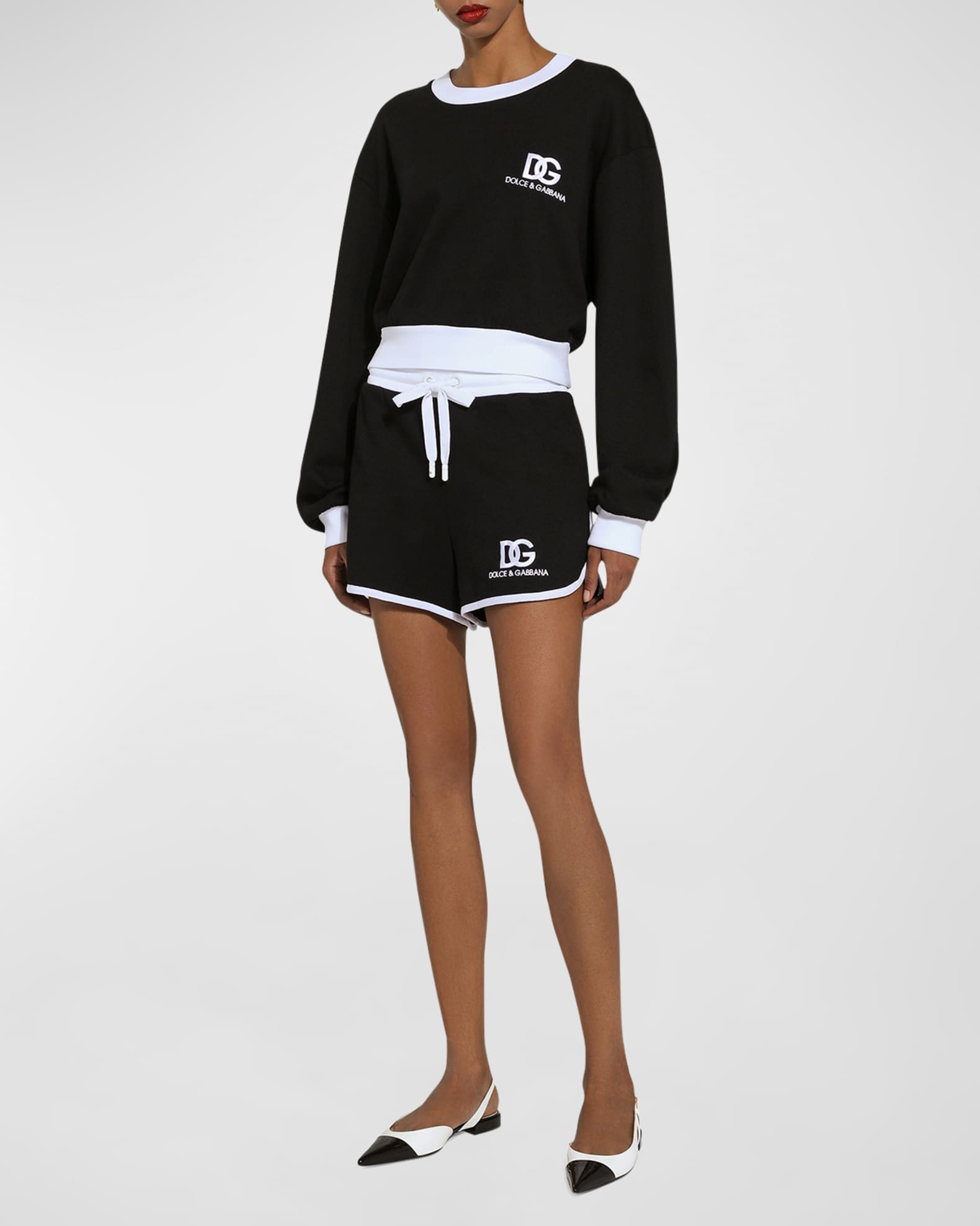 Dolce&Gabbana DG Logo Cropped Jersey Sweatshirt | Neiman Marcus